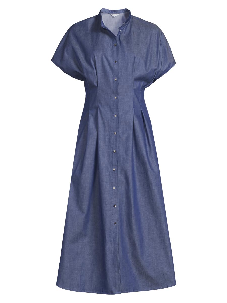 Misook Pleated Cotton Modern Fit & Flare Dress | Saks Fifth Avenue