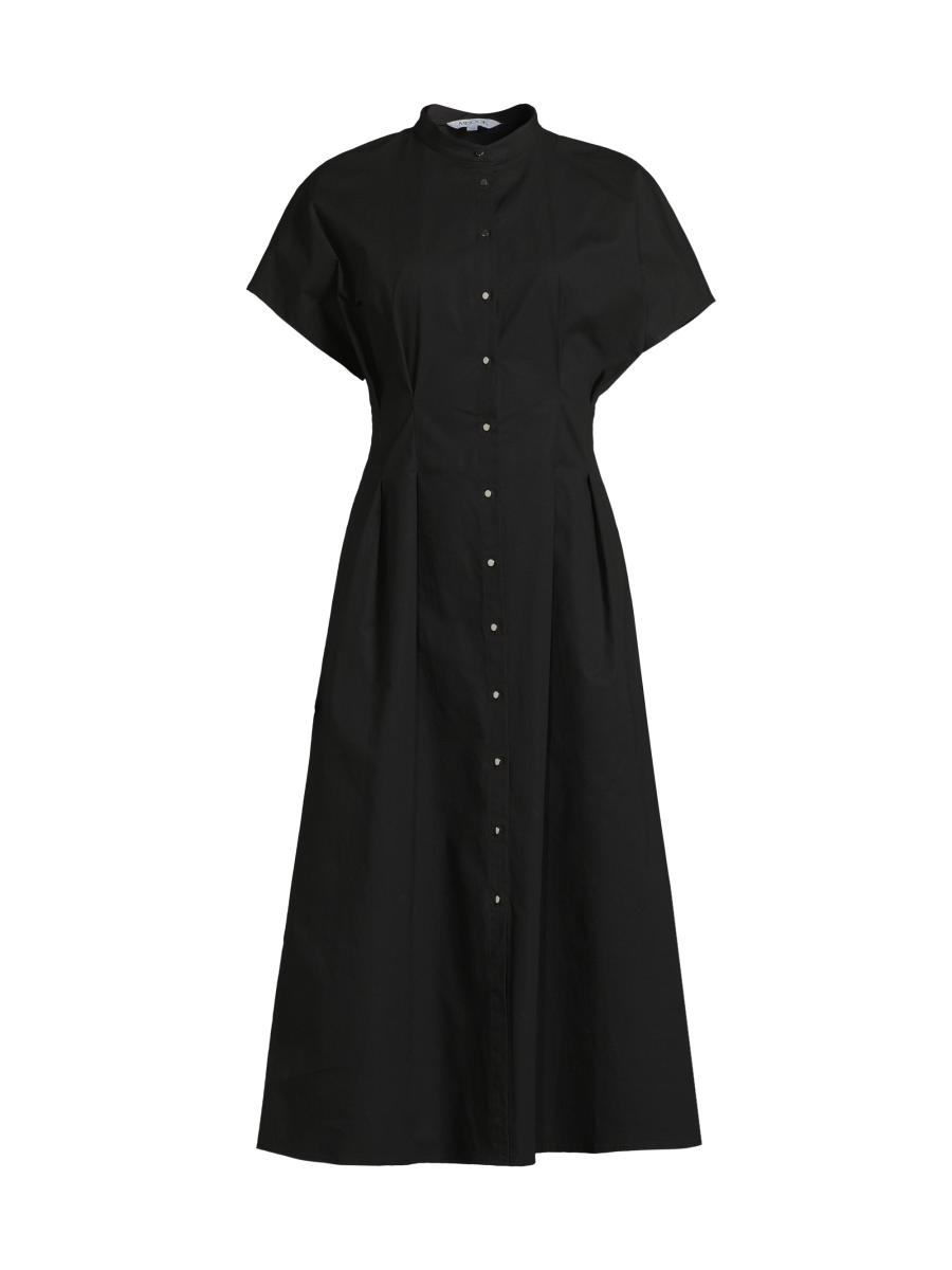 Misook Pleated Striped Cotton Modern-Fit Fit & Flare Midi-Dress | Saks ...