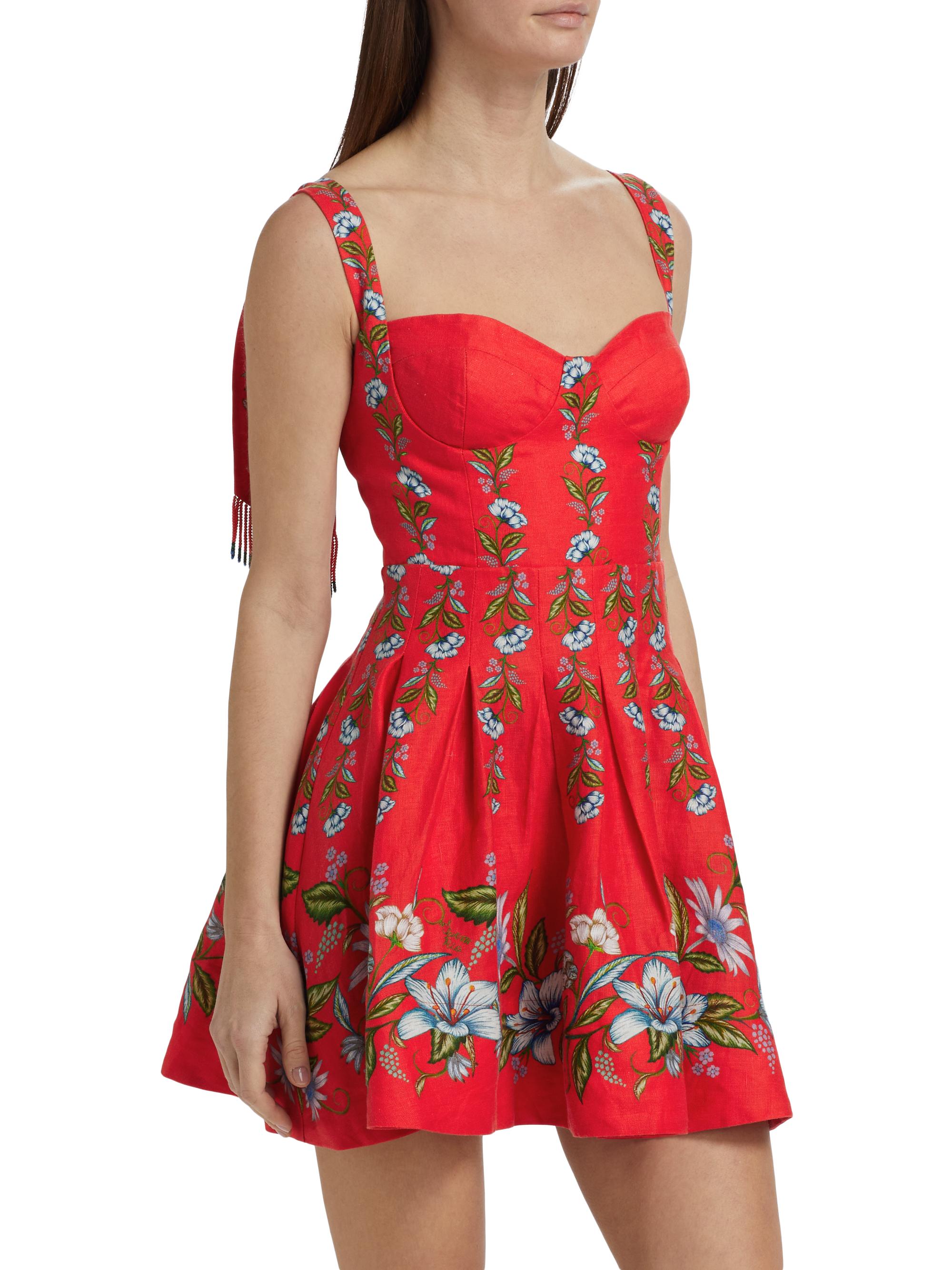 Farm Rio Sweet Bloom Bouquet Linen-Blend Minidress | Saks Fifth Avenue