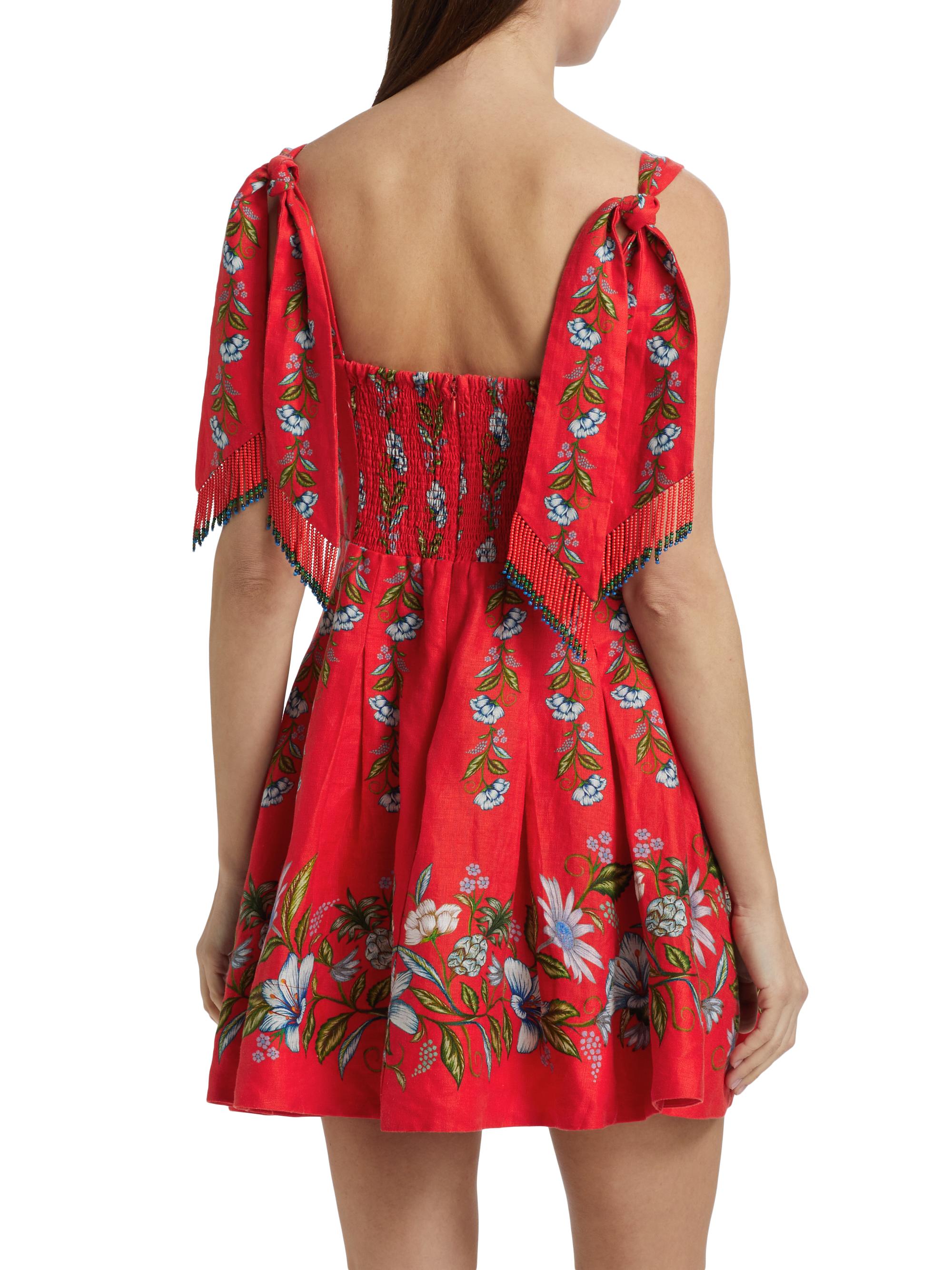 Farm Rio Sweet Bloom Bouquet Linen-Blend Minidress | Saks Fifth Avenue