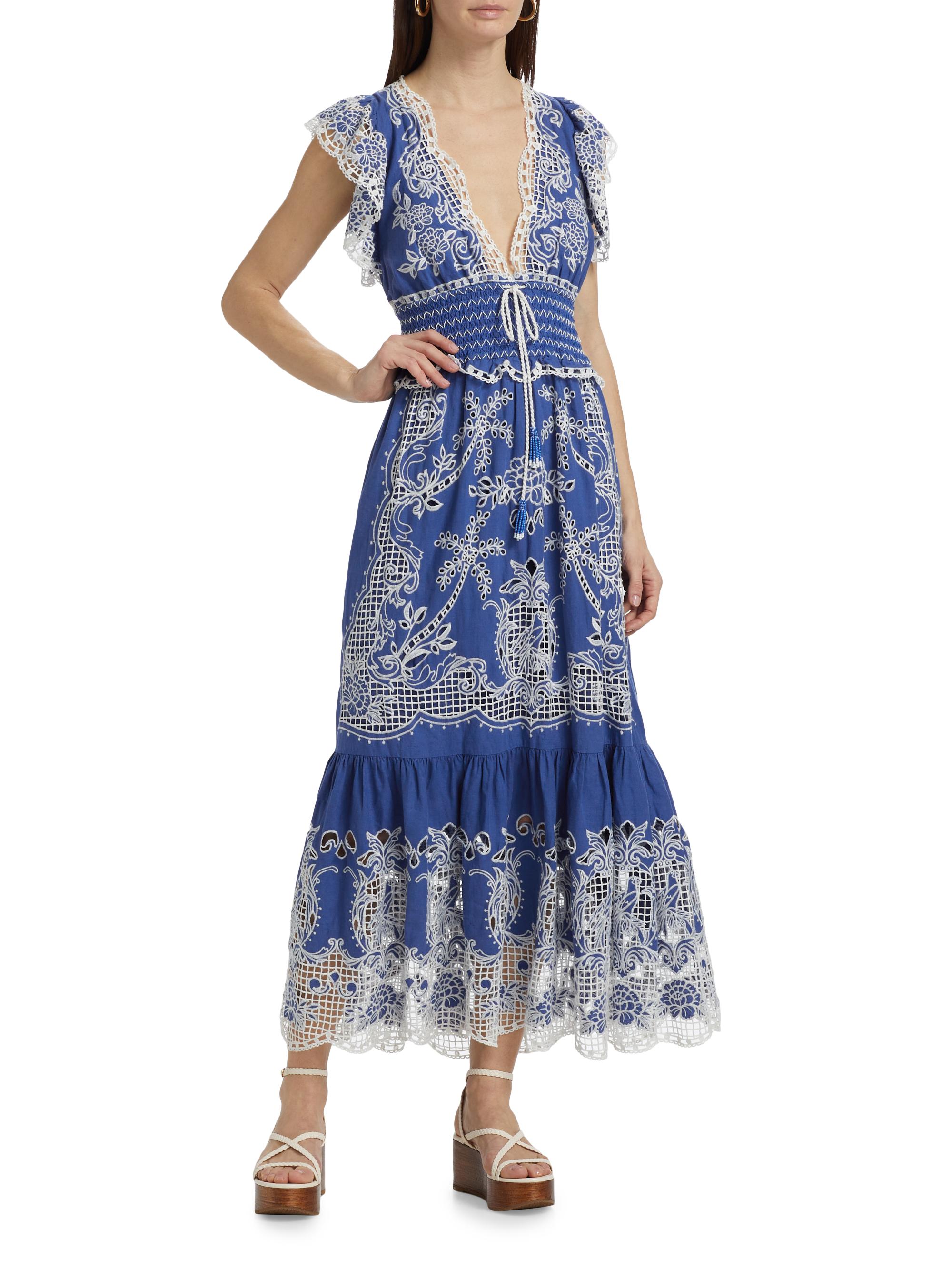 Farm Rio Romantic Richelieu V-Neck Maxi Dress | Saks Fifth Avenue