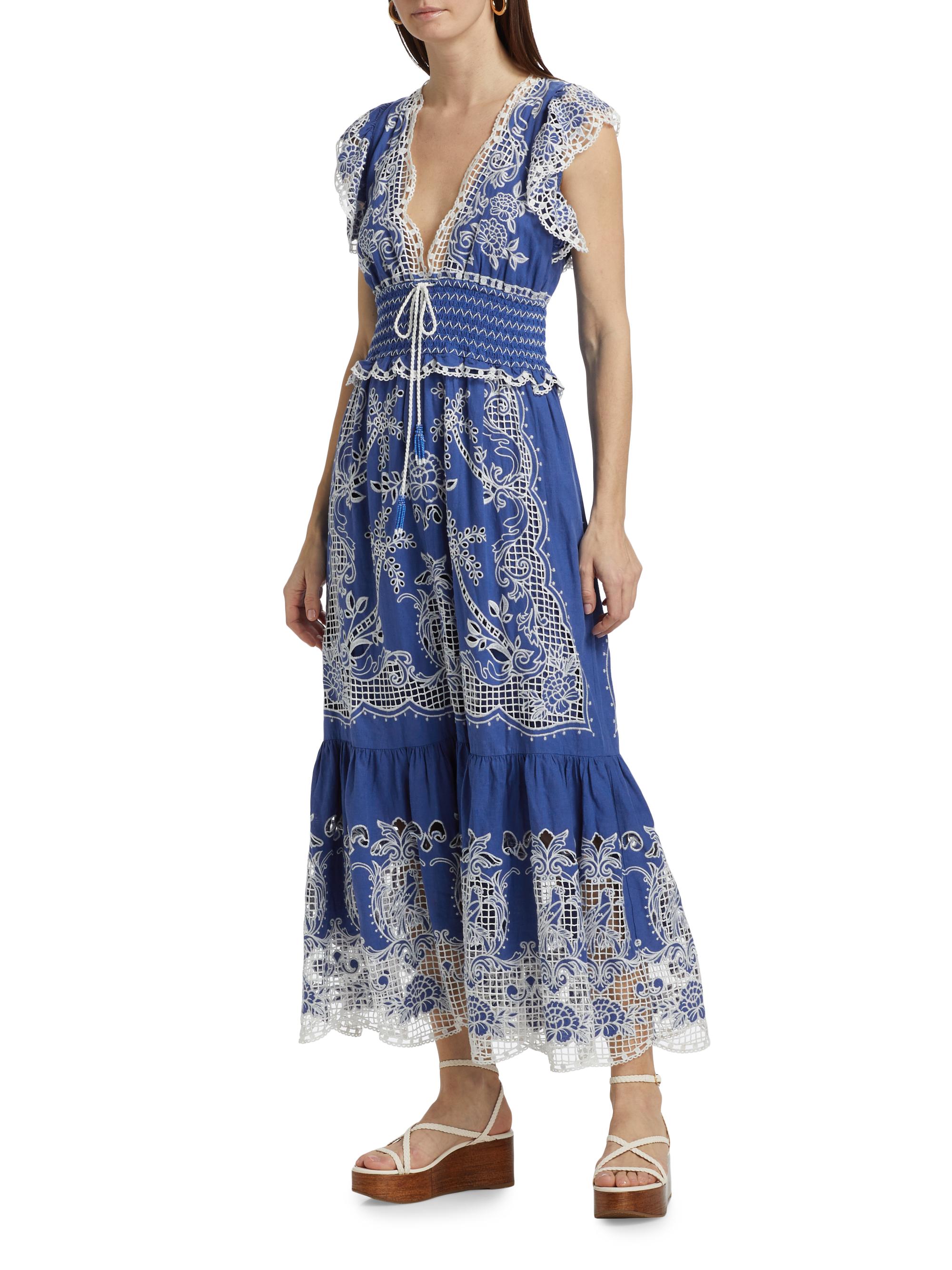 Farm Rio Romantic Richelieu V-Neck Maxi Dress | Saks Fifth Avenue