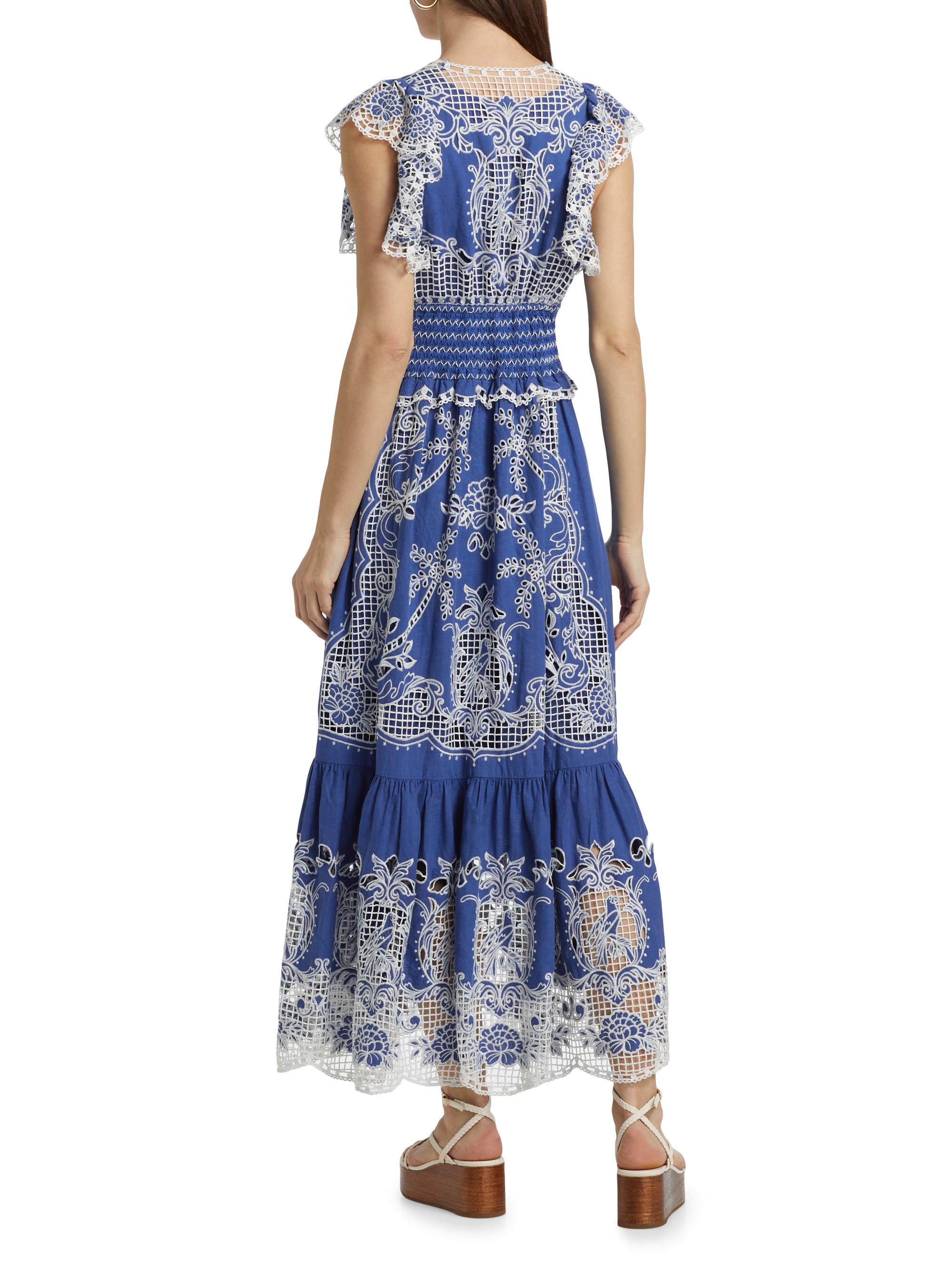 Farm Rio Romantic Richelieu V-Neck Maxi Dress | Saks Fifth Avenue