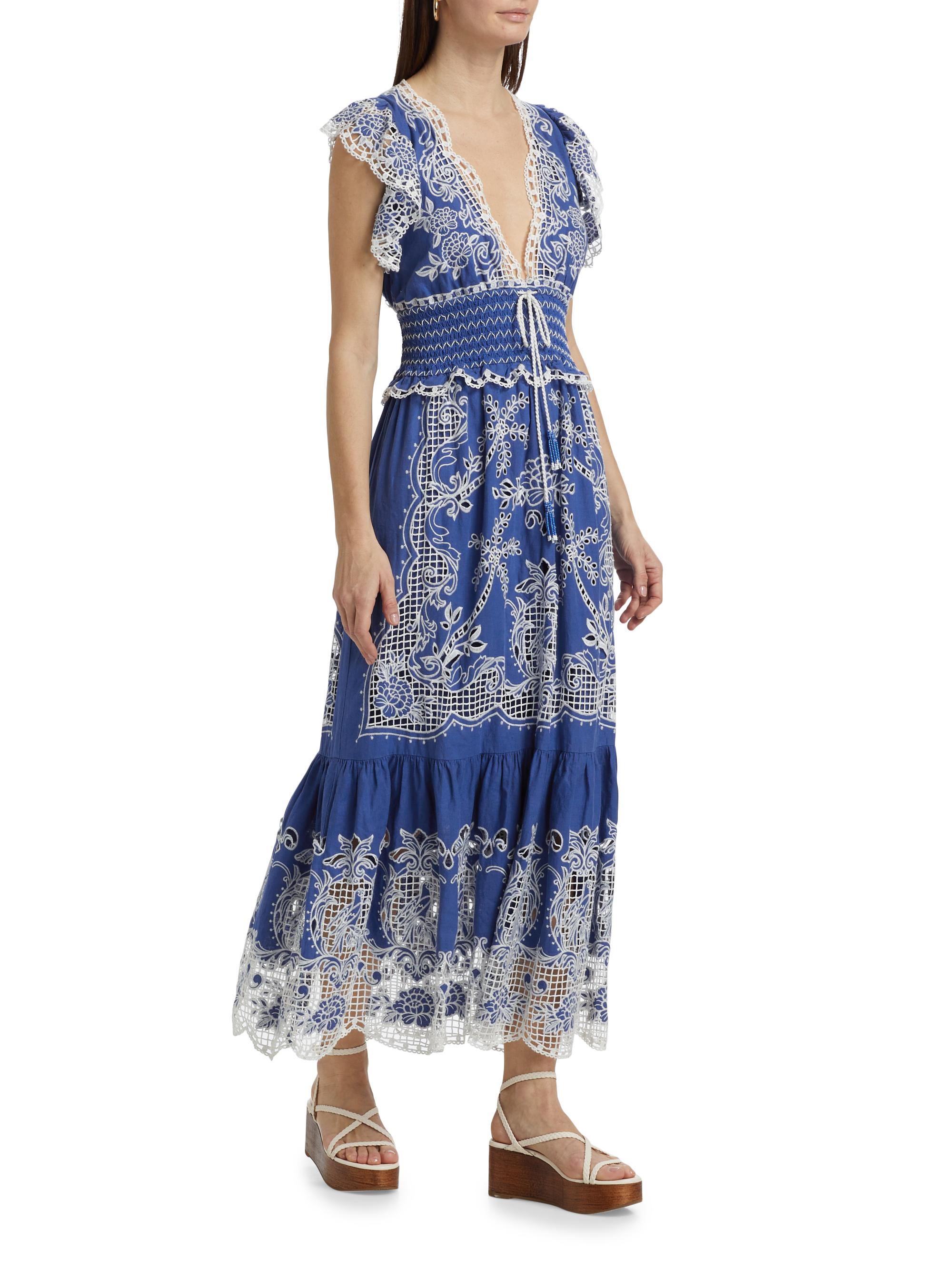 Farm Rio Romantic Richelieu V-Neck Maxi Dress | Saks Fifth Avenue