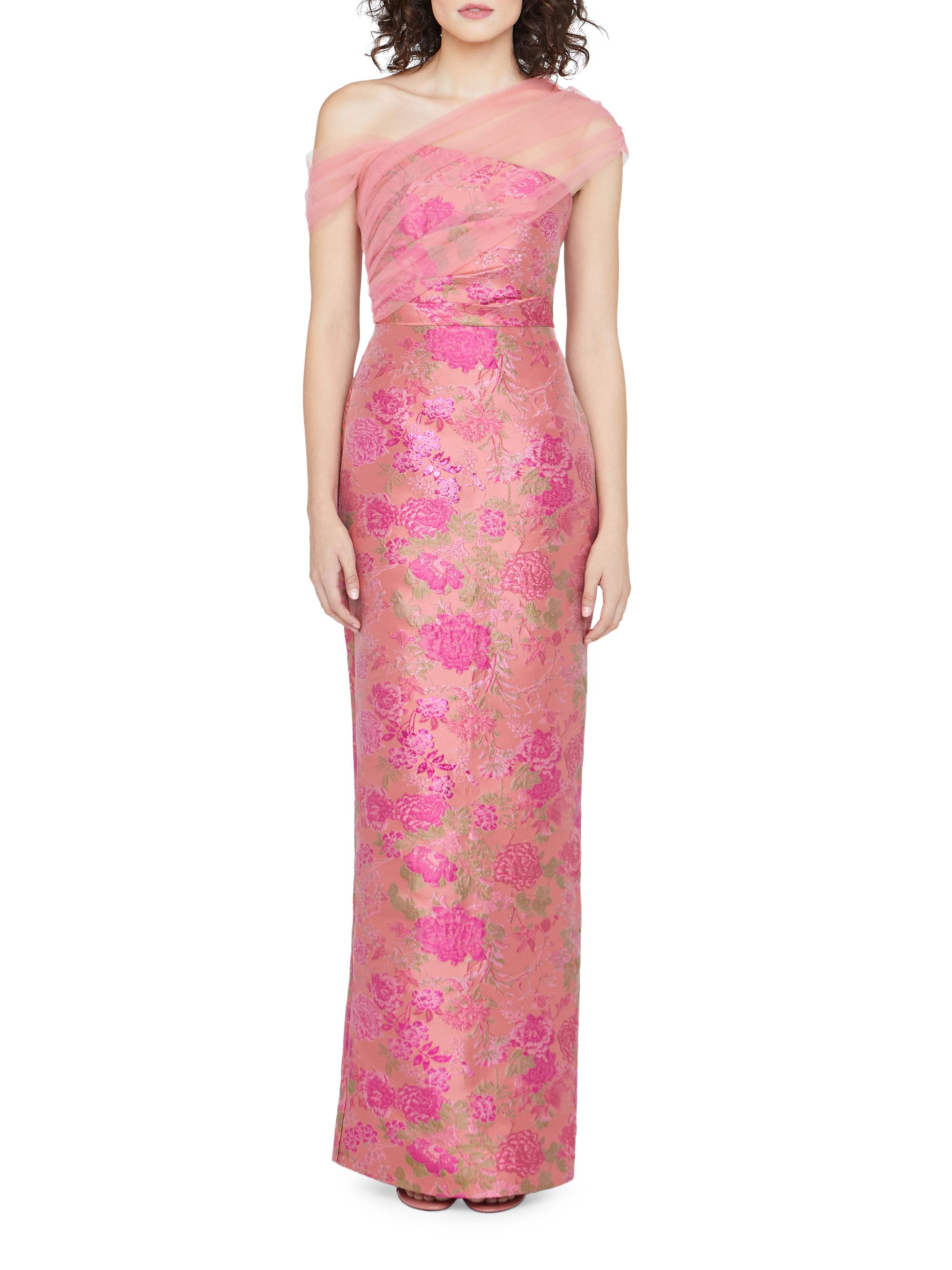 Theia Beverly Draped Floral Column Gown | Saks Fifth Avenue