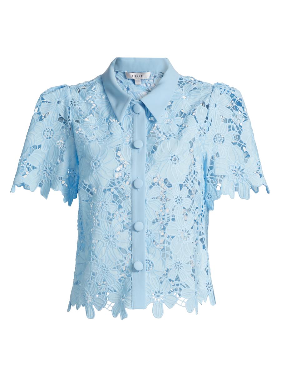 Milly Addison Roja Lace Top | Saks Fifth Avenue