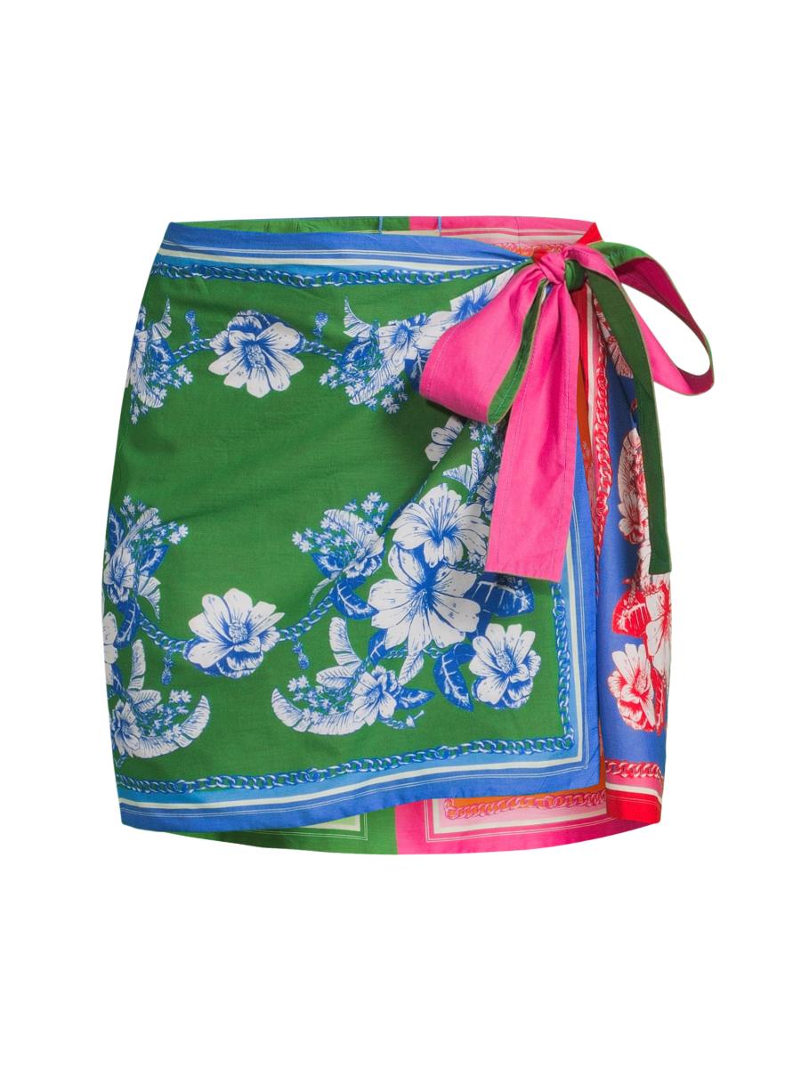 Shop Farm Rio Floral Elegance Cotton Cover-Up Wrap Miniskirt | Saks ...