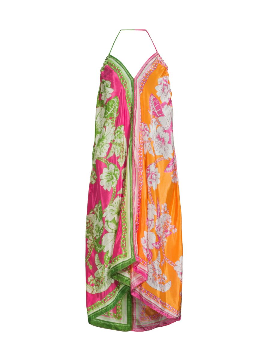 Farm Rio Floral Mixed Scarves Cover-Up Dress | Saks Fifth Avenue