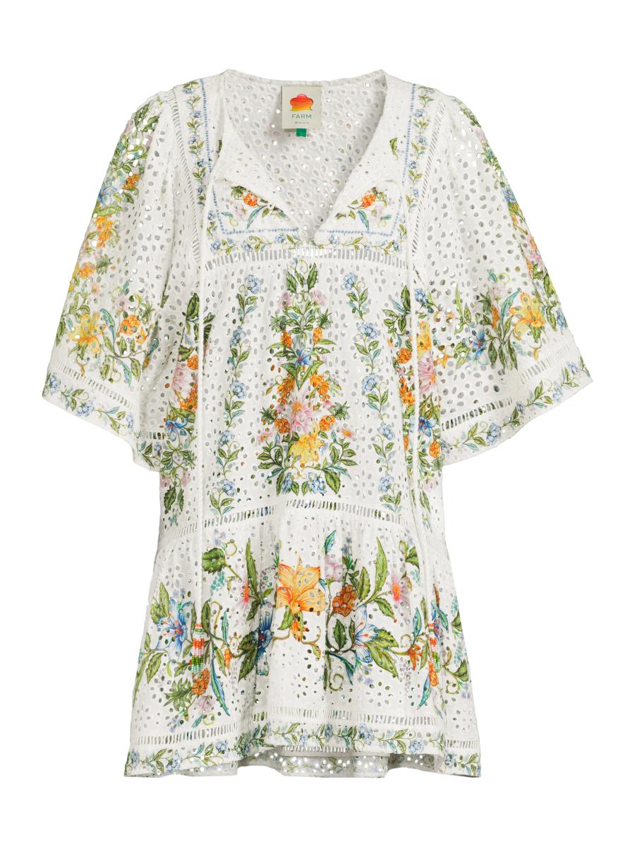 Farm Rio Sweet Bloom Bouquet Eyelet Cotton Cover-Up | Saks Fifth Avenue