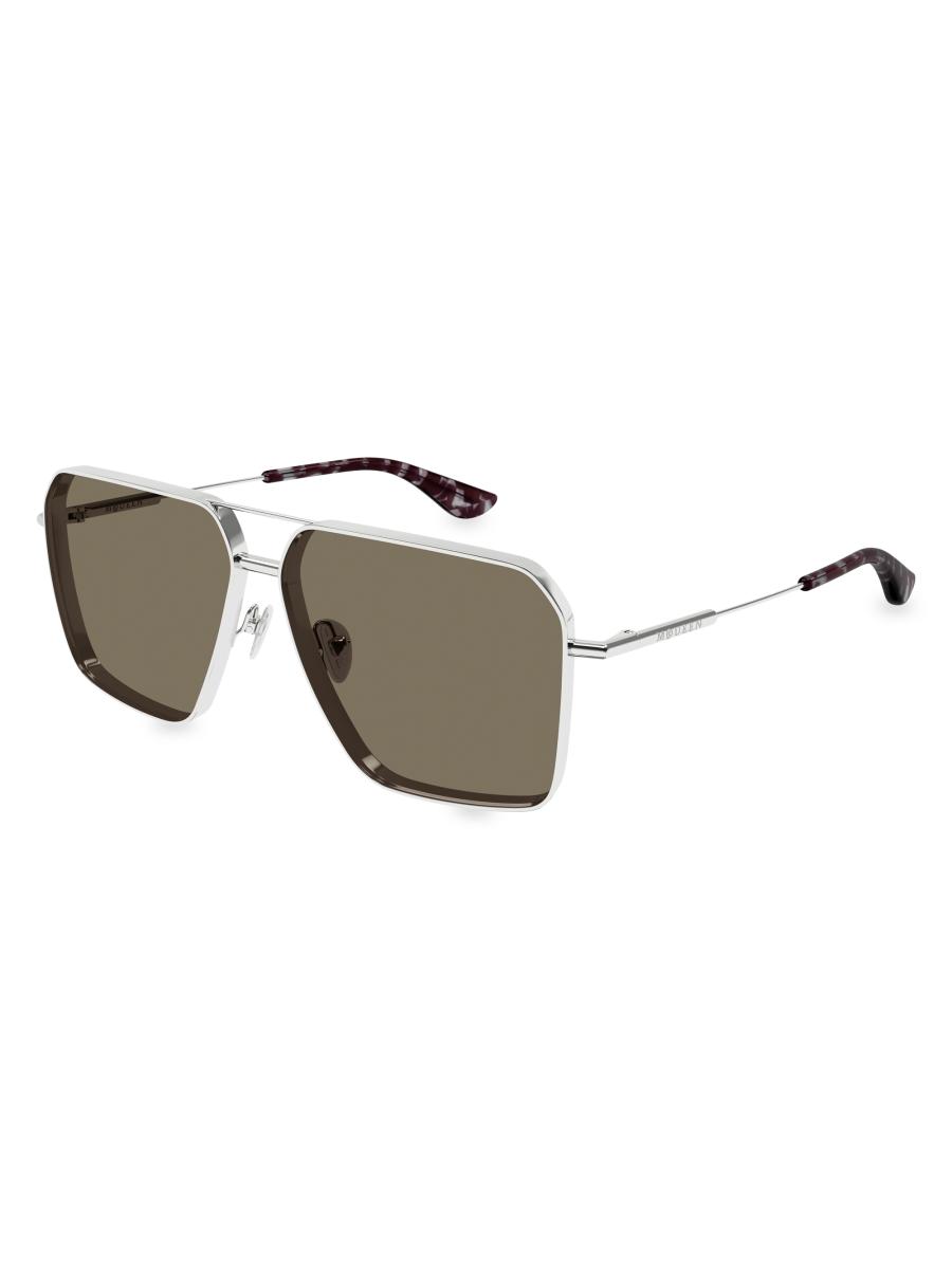McQueen Metal Cross-Bar 60MM Navigator Sunglasses | Saks Fifth Avenue