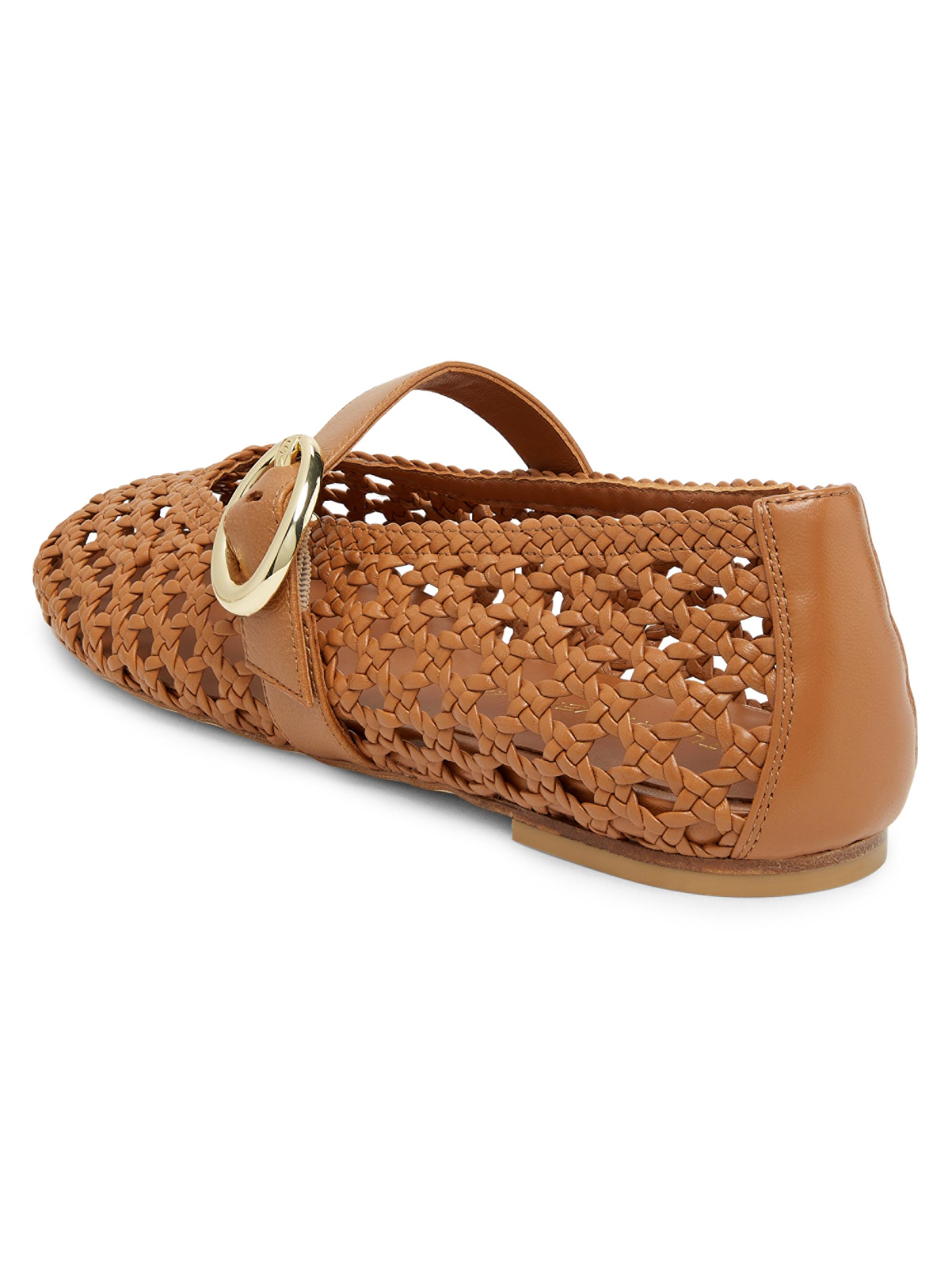 Stuart Weitzman Thea Woven Leather Mary Janes | Saks Fifth Avenue