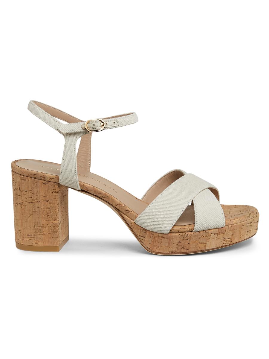 Stuart Weitzman Dayna Denim Cork Platform Sandals | Saks Fifth Avenue