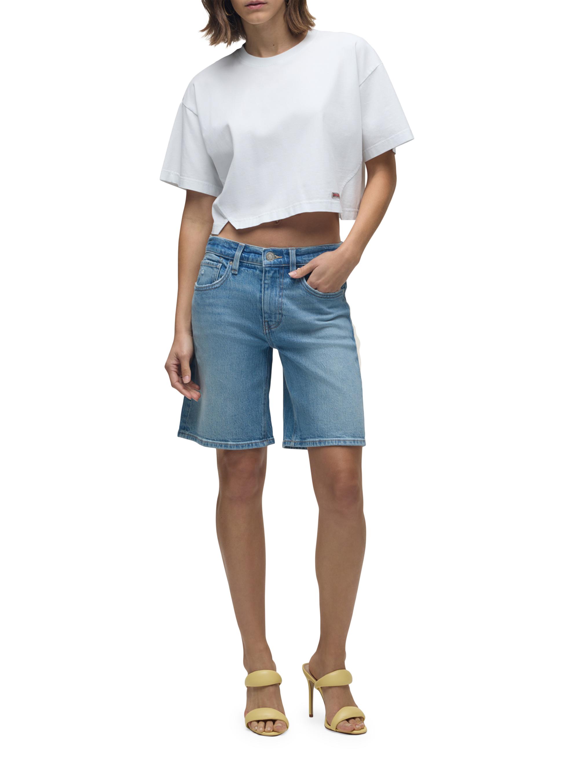 Hudson Jeans London Low-Rise Long Denim Shorts | Saks Fifth Avenue