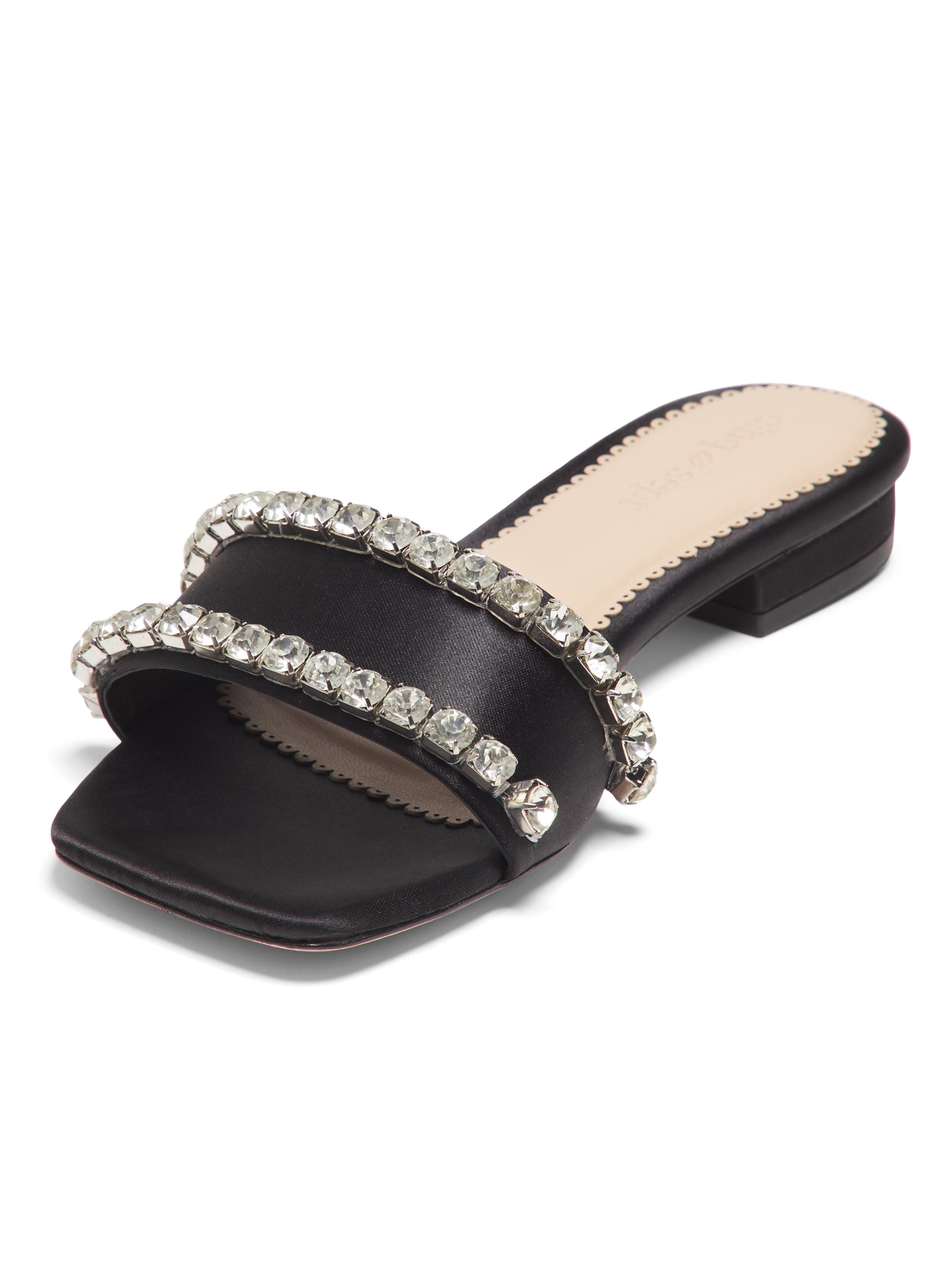 Cinq à Sept Catherine Crystal-Embellished Satin Slides | Saks Fifth Avenue