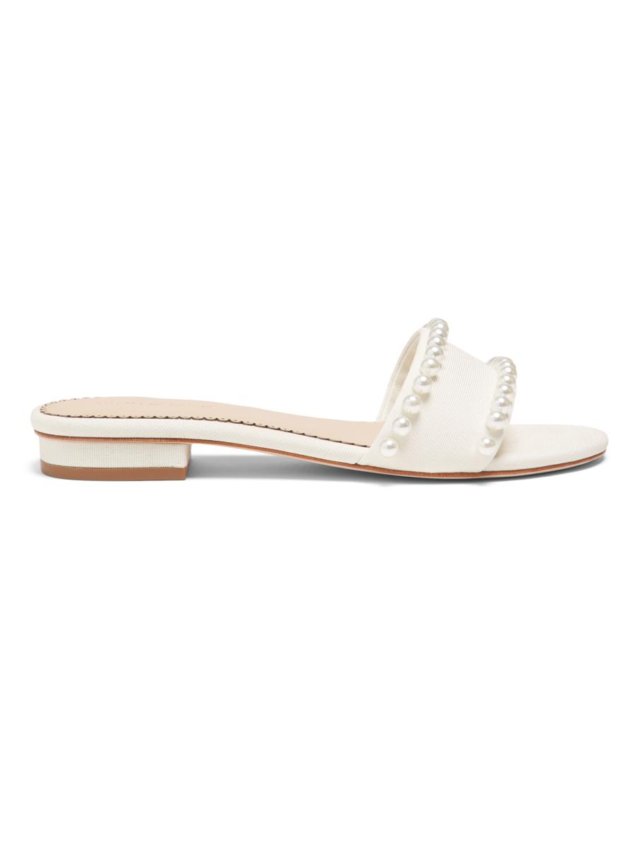 Shop Cinq à Sept Finley Pearl-Embellished Slides | Saks Fifth Avenue