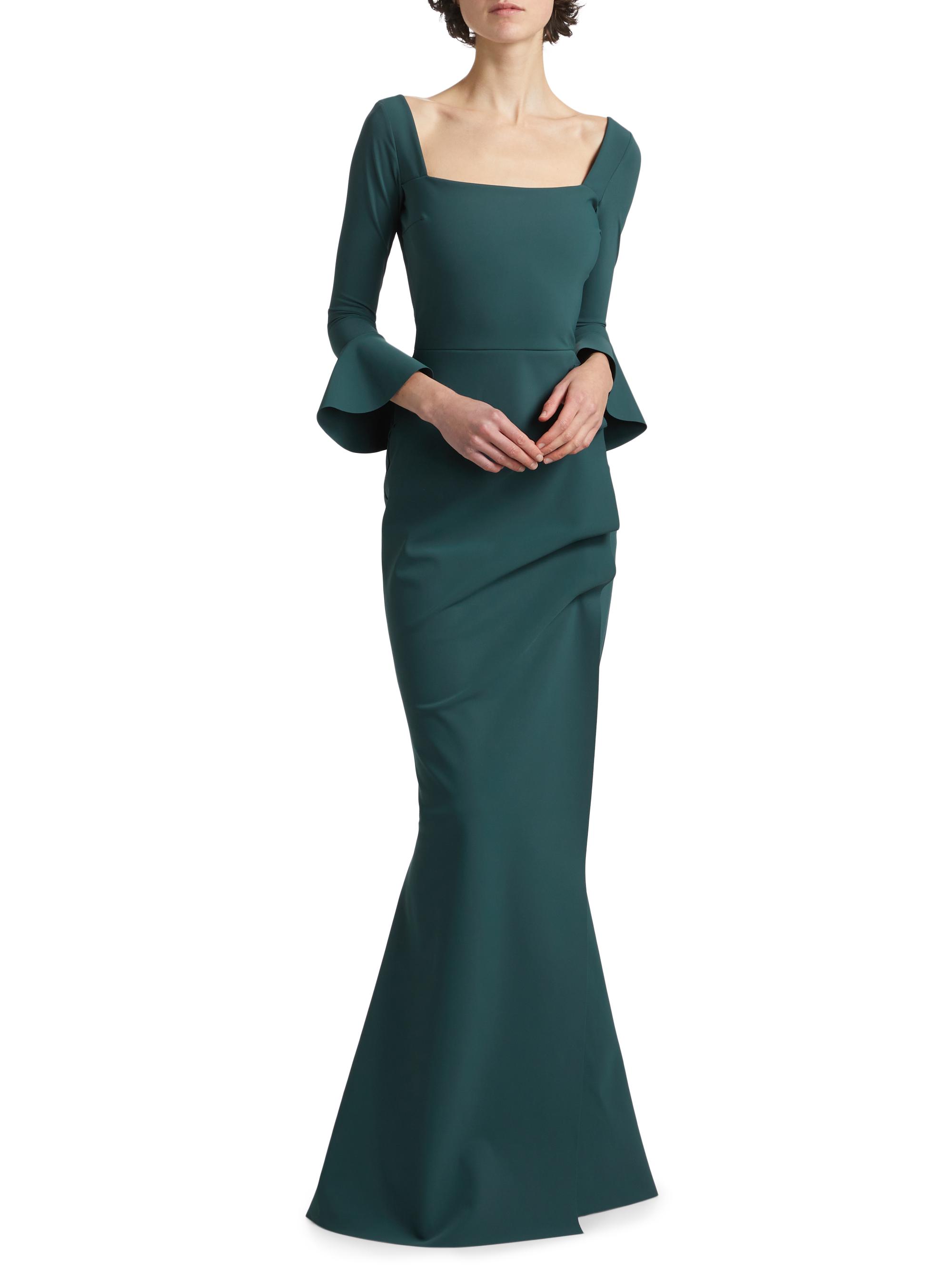 Chiara Boni La Petite Robe Astra Squareneck Bell-Sleeve Gown | Saks ...