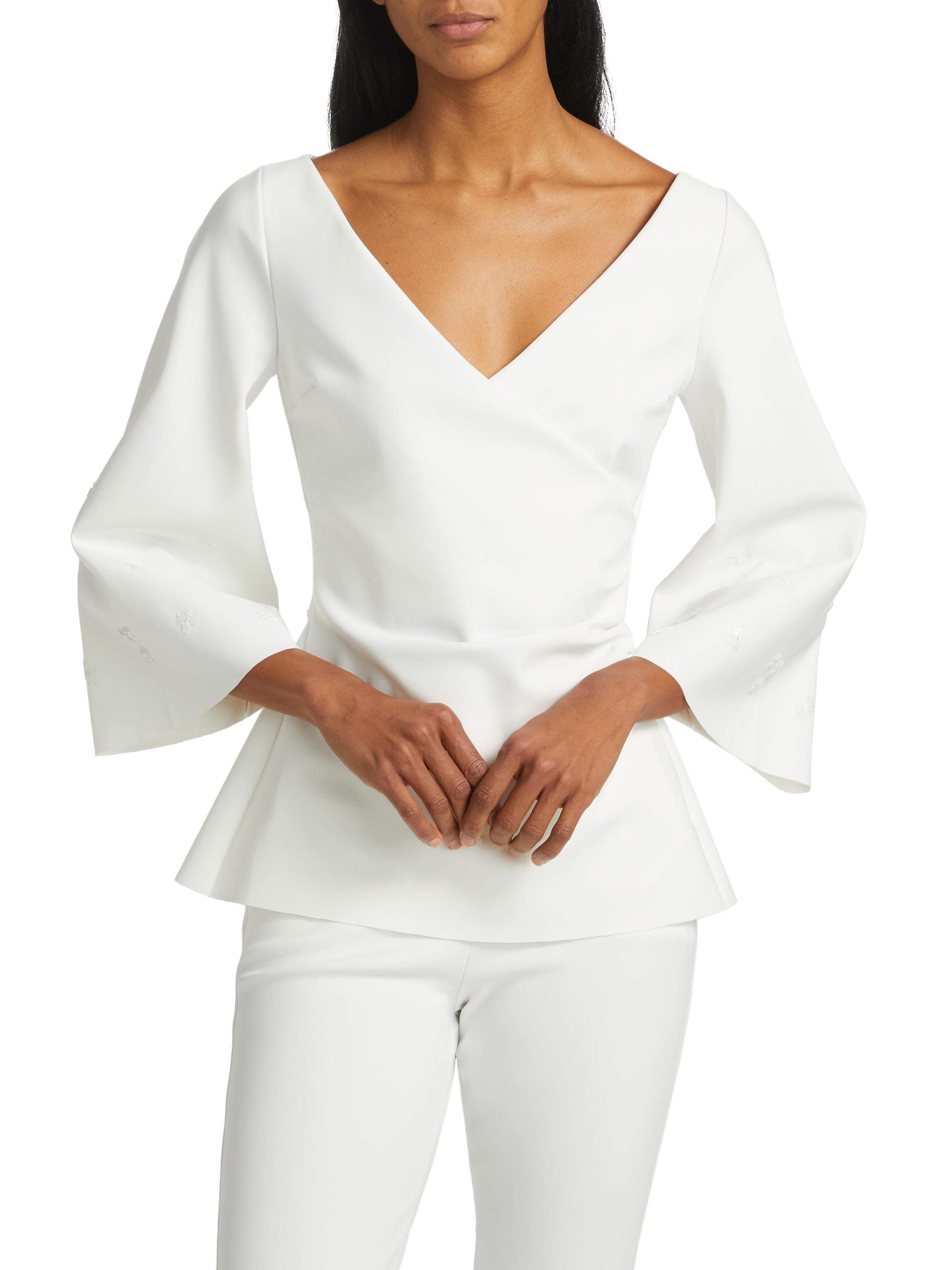 Chiara Boni La Petite Robe Mason Sequined Ruched V-Neck Top | Saks ...