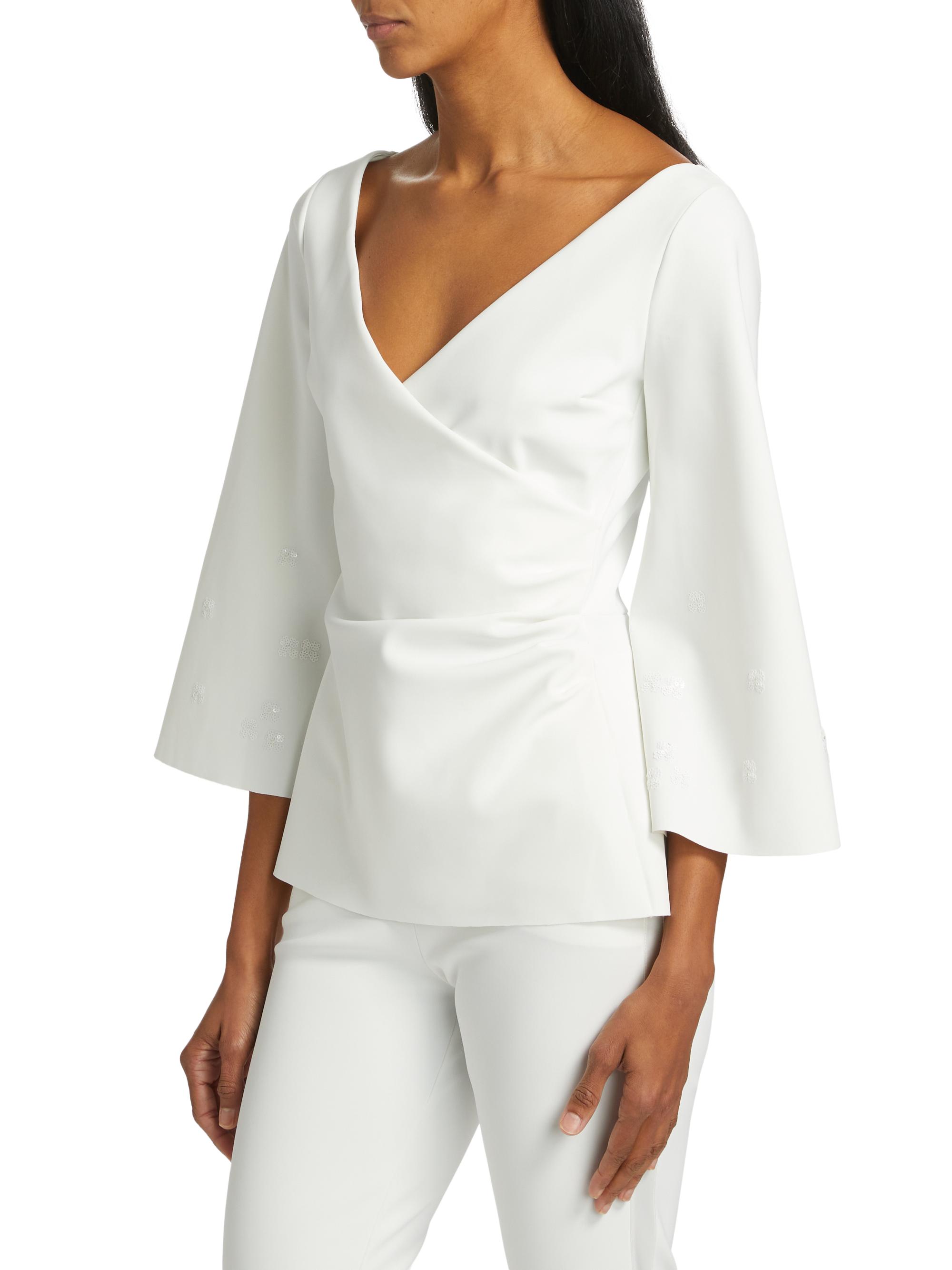 Chiara Boni La Petite Robe Mason Sequined Ruched V-Neck Top | Saks ...
