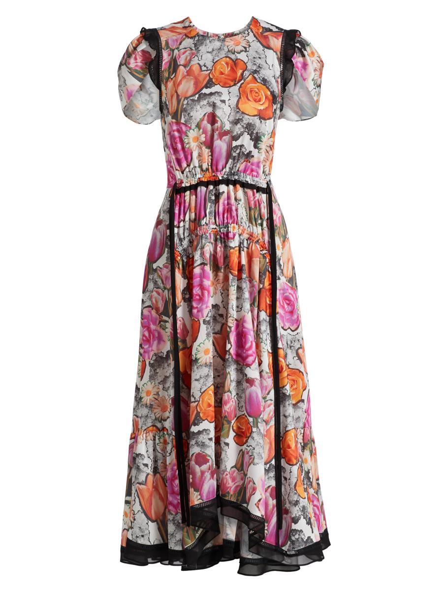 3.1 Phillip Lim Floral Collage Soft Tulip Sleeve Dress | Saks Fifth Avenue