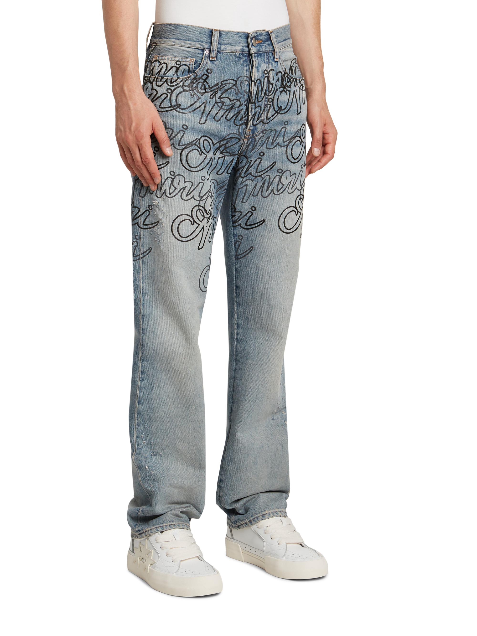 Amiri Script Logo Straight-Leg Jeans | Saks Fifth Avenue