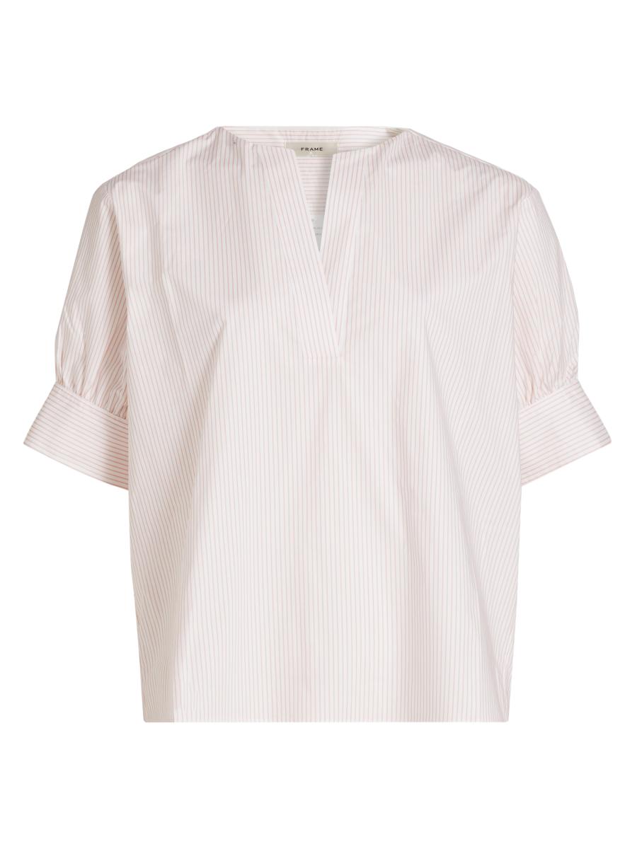 Frame V-Neck Popover Cotton Top | Saks Fifth Avenue