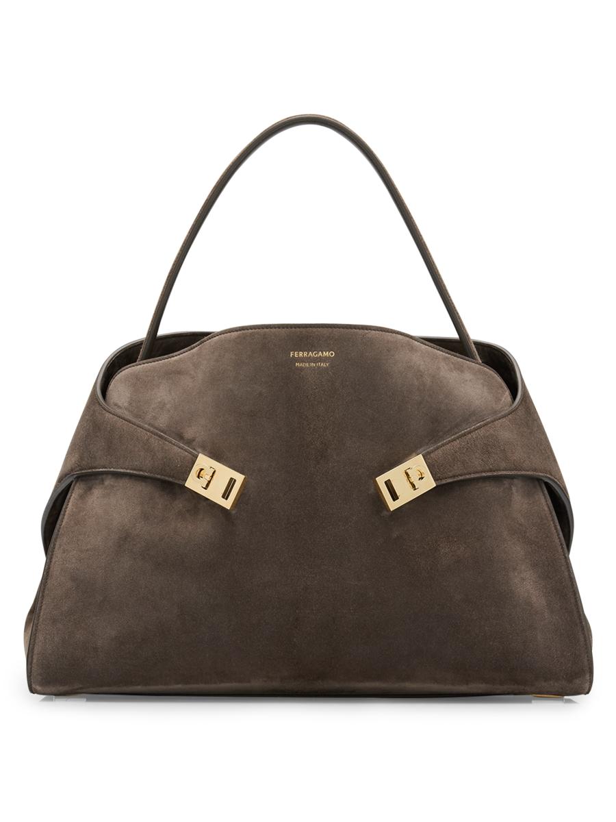 FERRAGAMO Medium Hug Soft Suede Top Handle Bag | Saks Fifth Avenue
