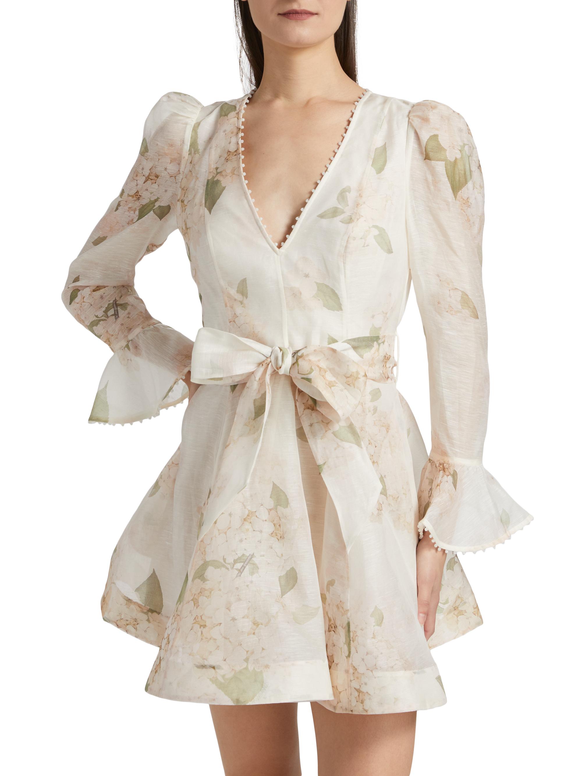 Zimmermann Balance Floral Linen-Silk Minidress | Saks Fifth Avenue