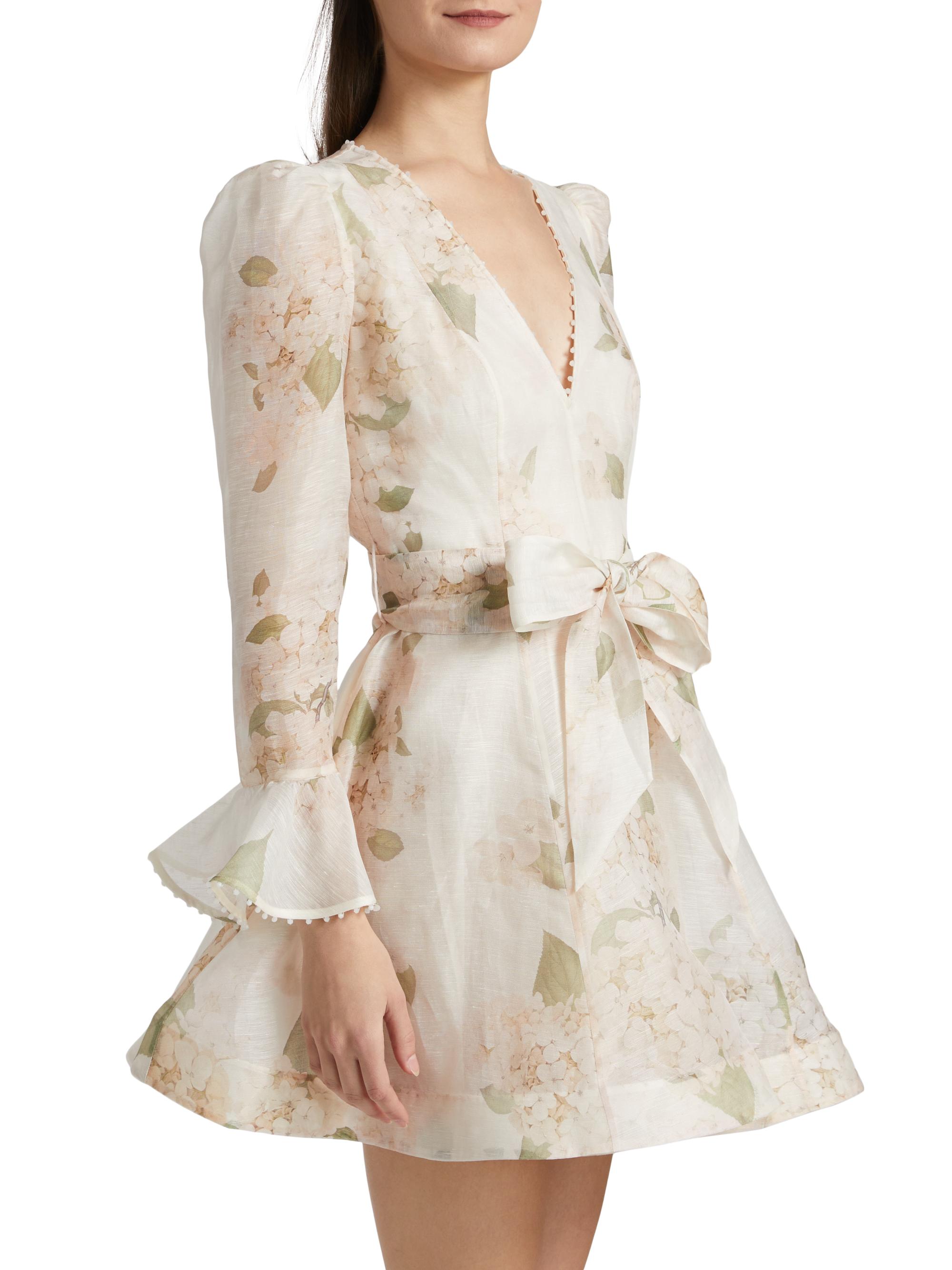 Zimmermann Balance Floral Linen-Silk Minidress | Saks Fifth Avenue