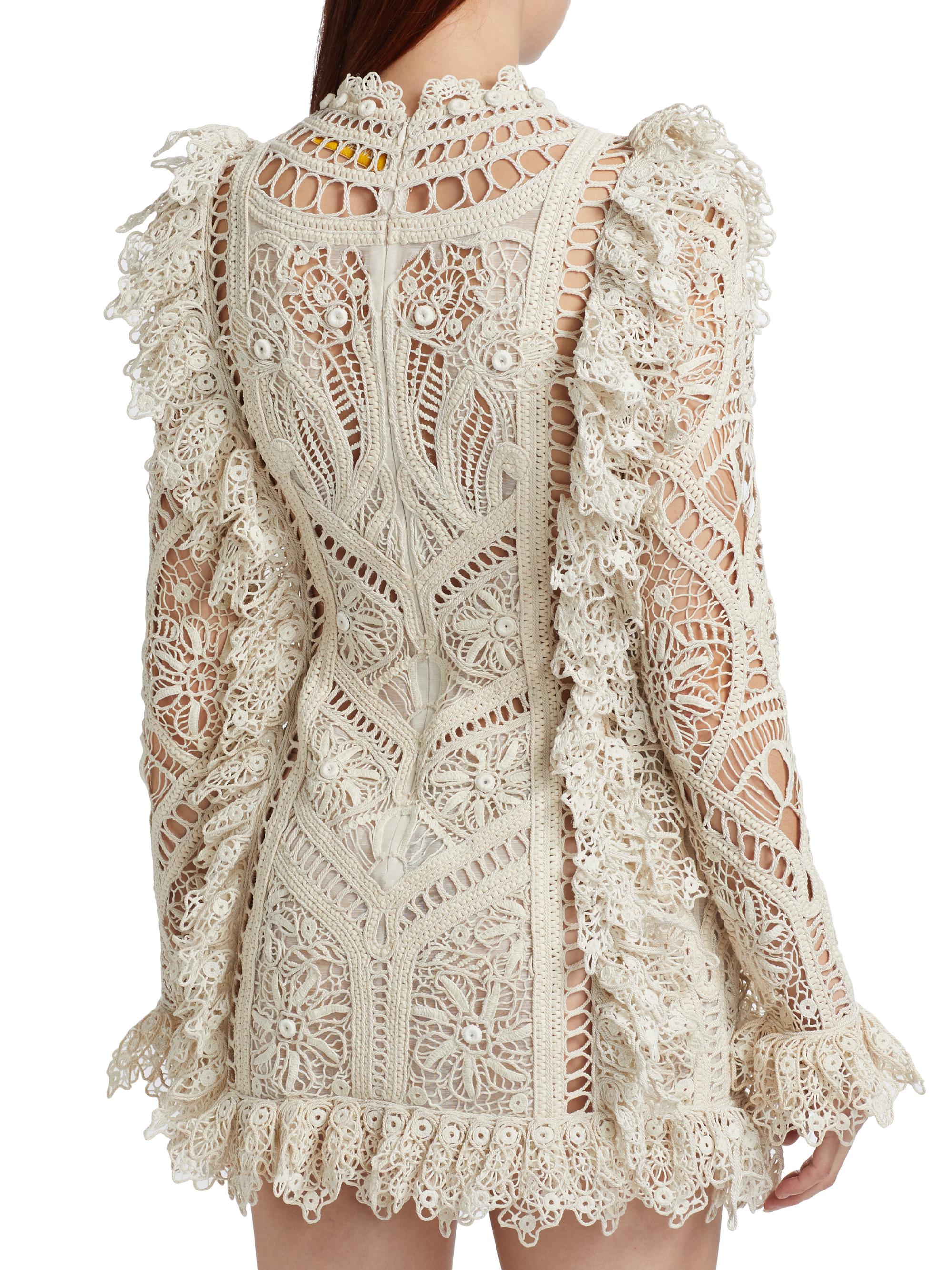 Zimmermann Cornelli Lace Ruffle-Trim Minidress | Saks Fifth Avenue