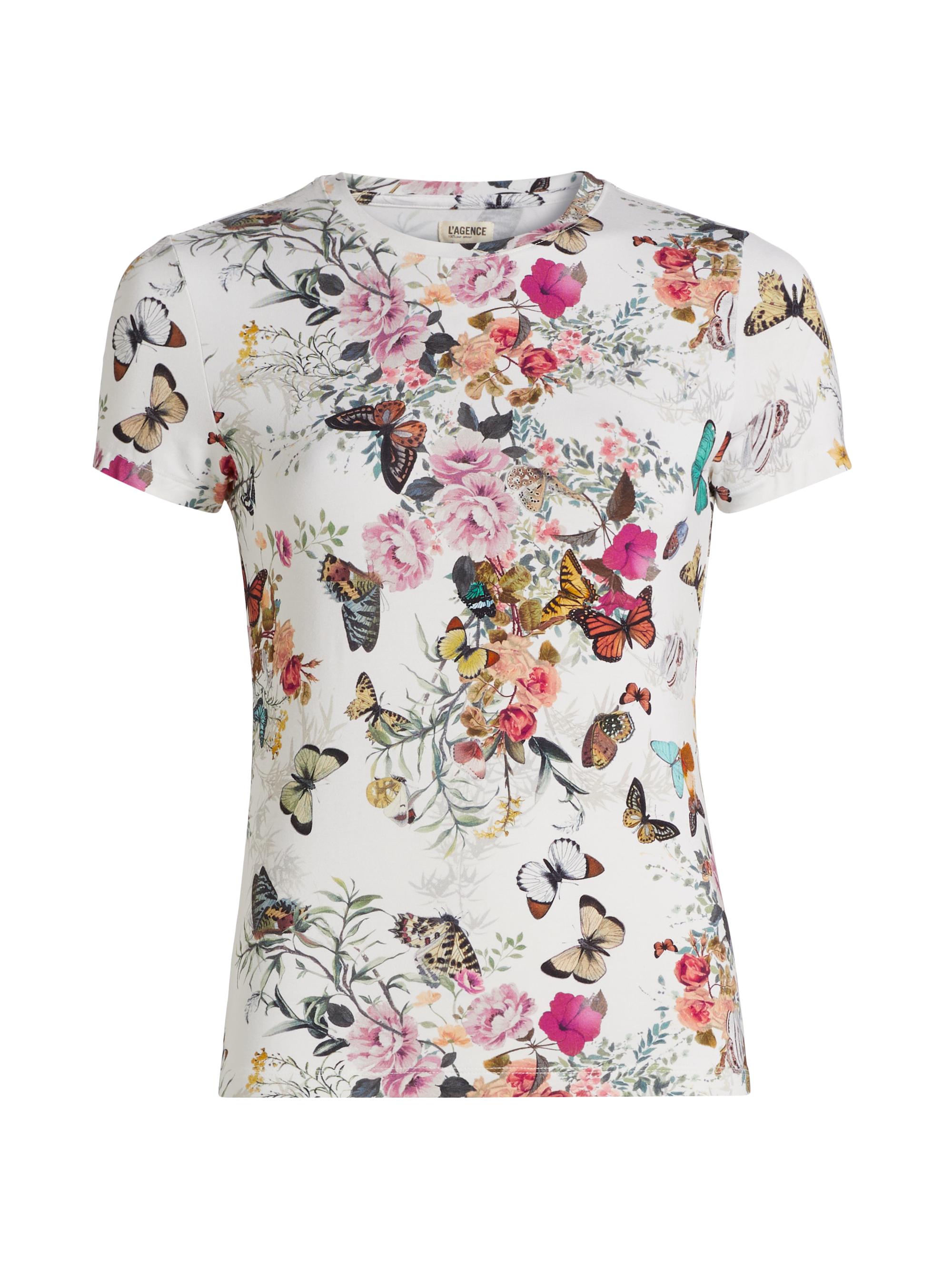 L'AGENCE Ressi Floral Fitted Crewneck T-Shirt | Saks Fifth Avenue