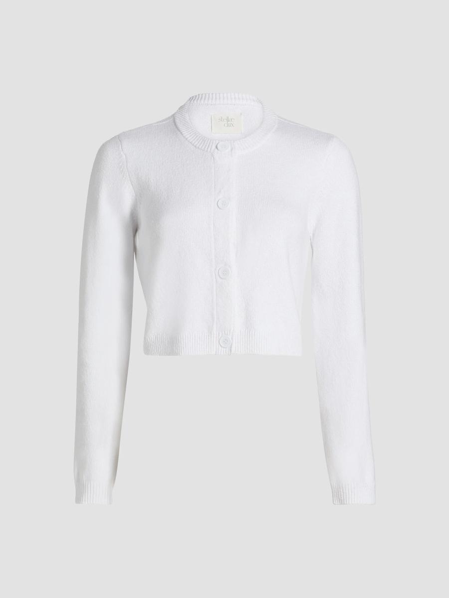 Stellae Dux Cotton Blend Point Collar Crop Cardigan Saks Fifth Avenue 0089