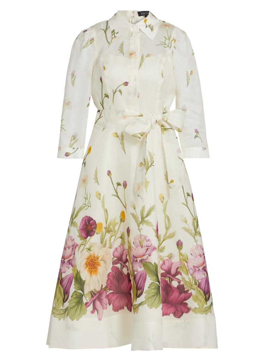 Teri Jon by Rickie Freeman Floral Button-Front Cocktail Dress | Saks ...