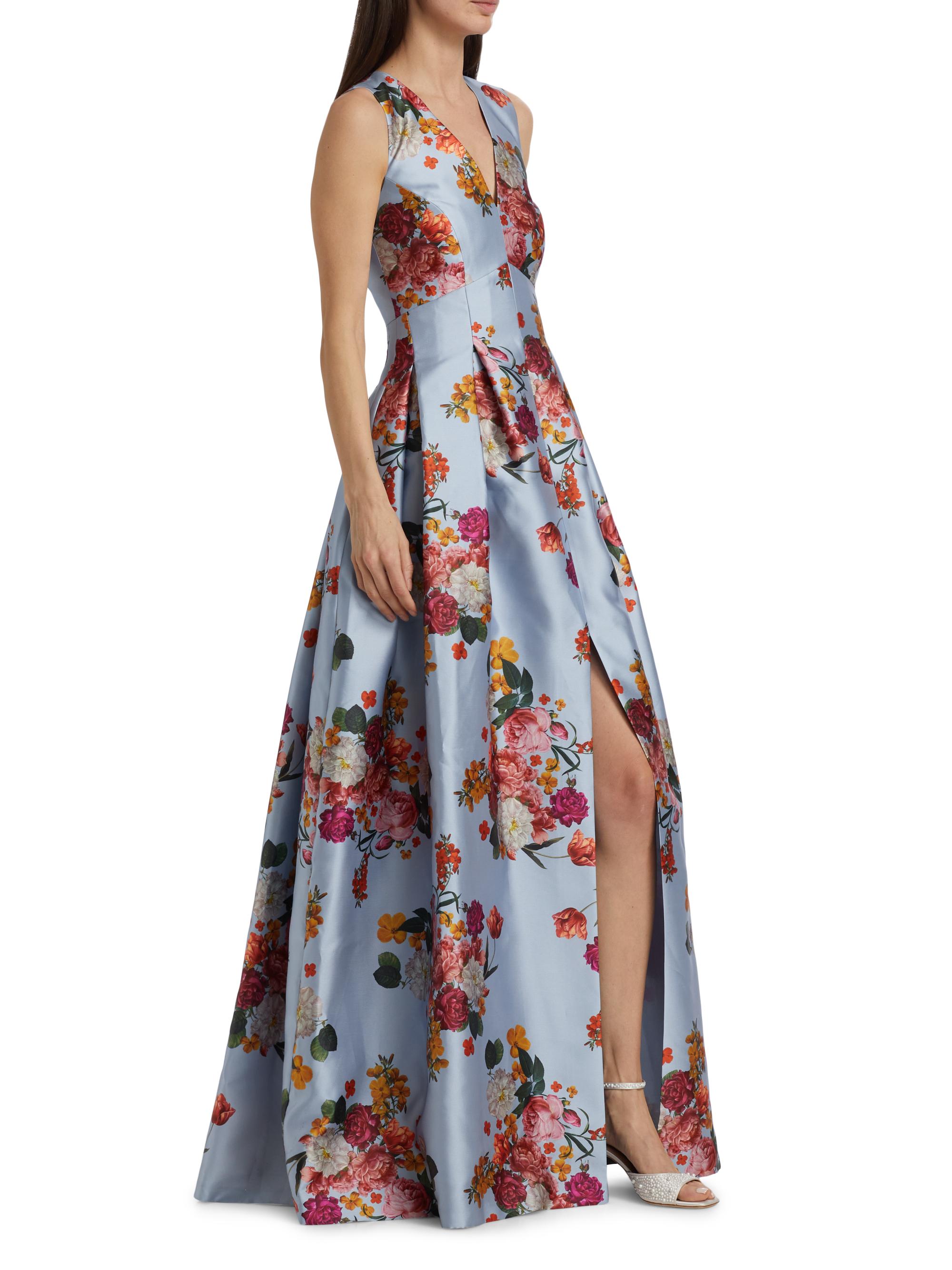 SACHIN BABI Brooke Floral Pleated Mikado Gown | Saks Fifth Avenue
