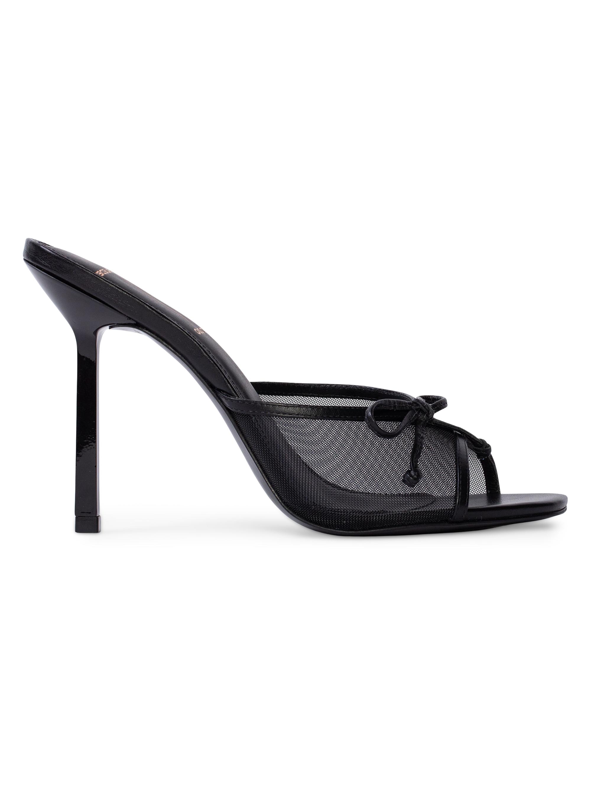 Black Suede Studio Luna 100MM Mesh Sandals | Saks Fifth Avenue