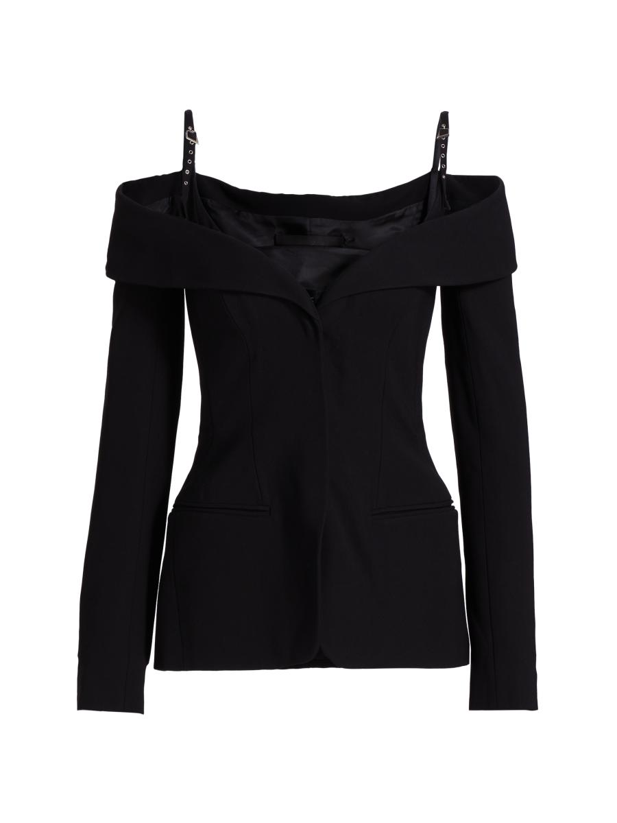 Mugler Matte Off-the-Shoulder Jacket | Saks Fifth Avenue