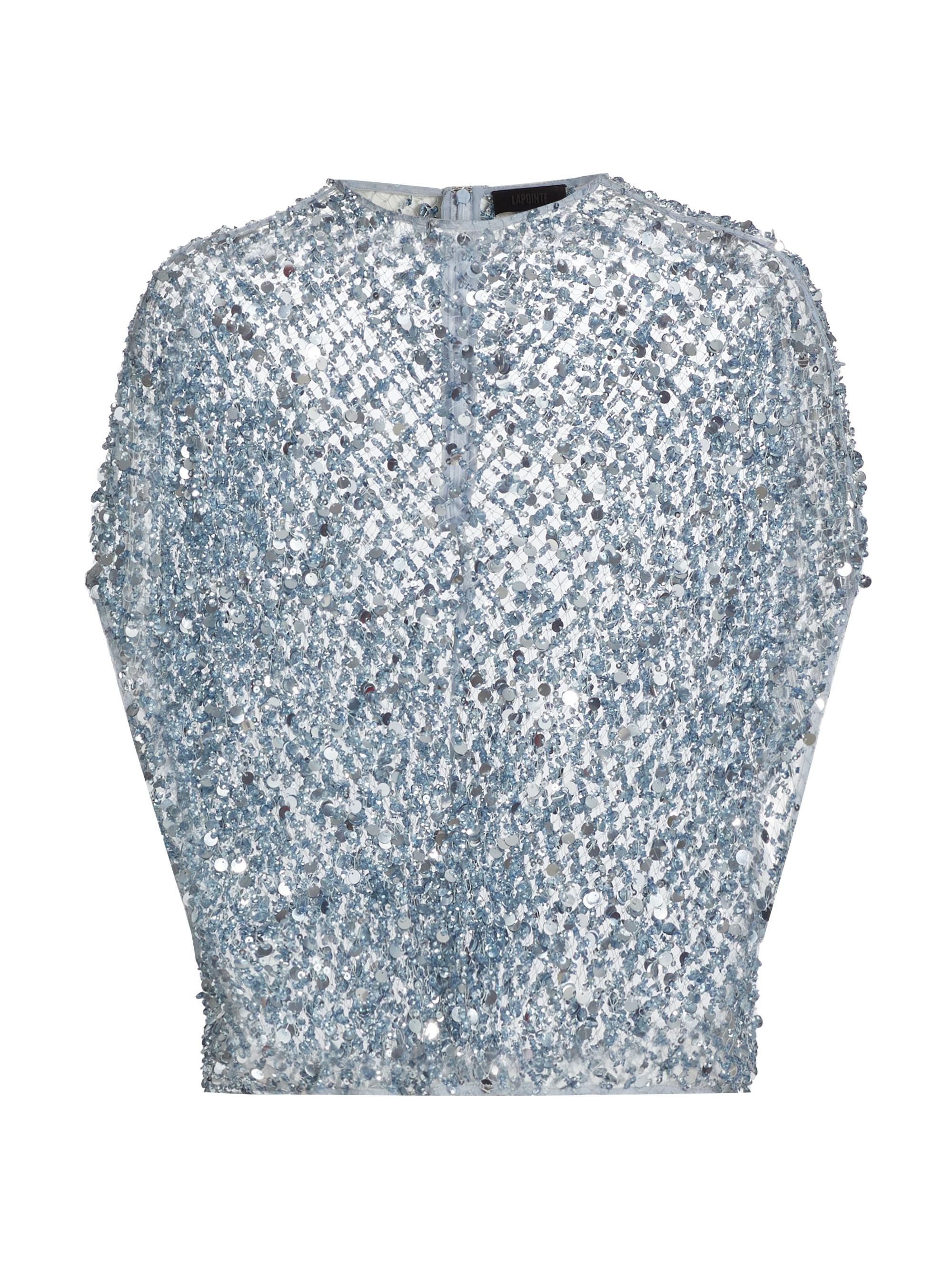 LaPointe Sequined Net Mesh Cape Top | Saks Fifth Avenue