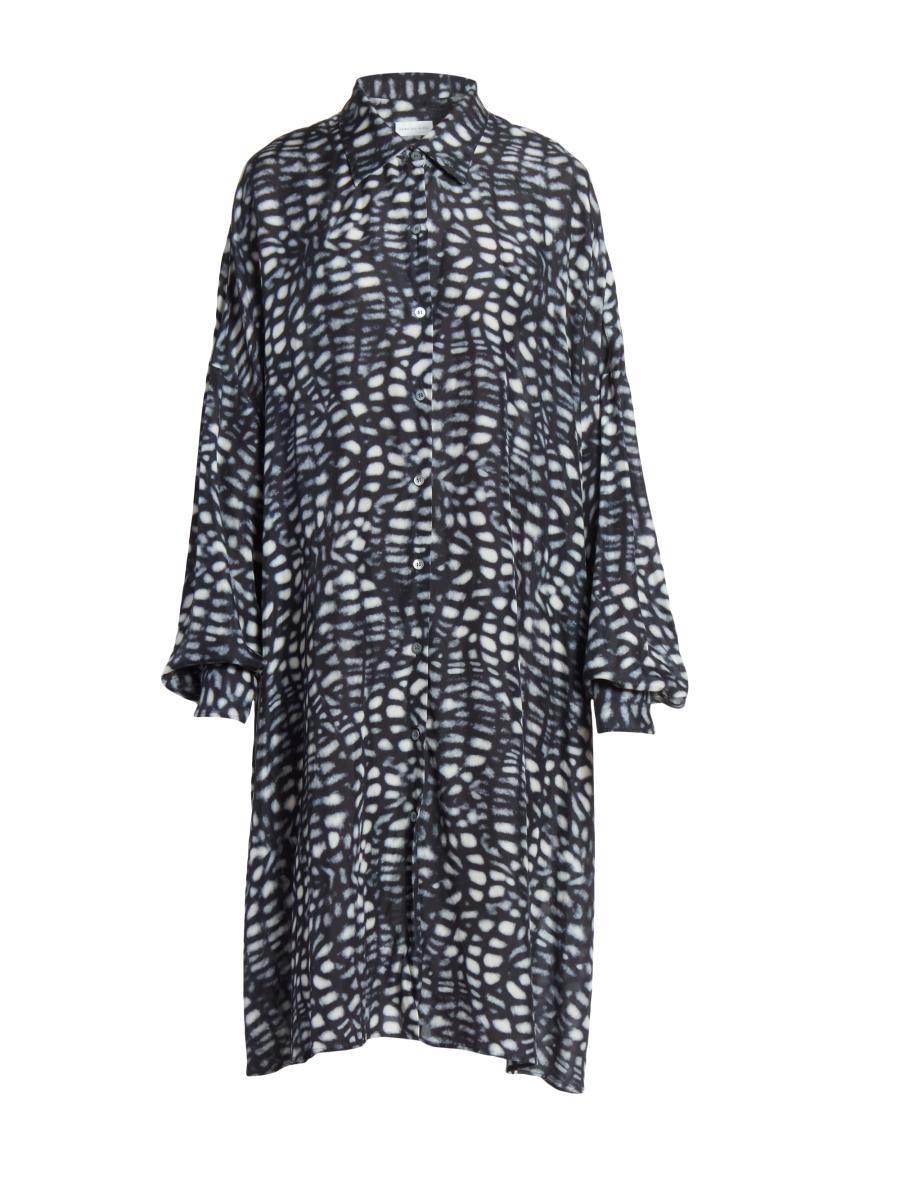 Dries Van Noten Abstract Print Silk Button-Front Knee-Length Shirtdress | Saks Fifth Avenue