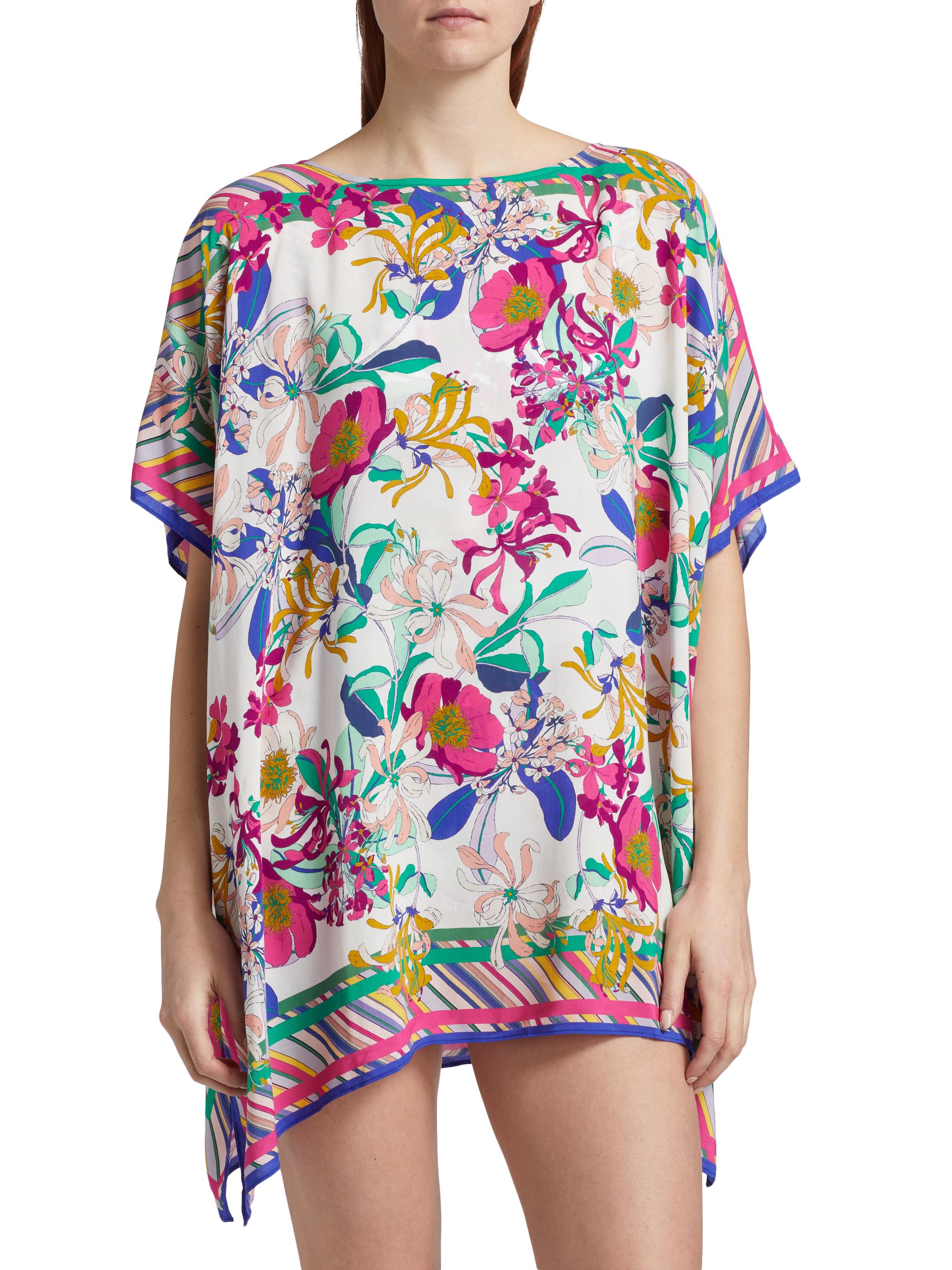 Johnny Was Aldrich Floral Boatneck Asymmetric-Hem Caftan | Saks Fifth ...