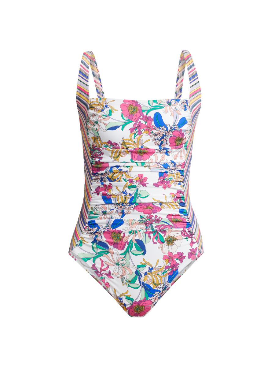 Johnny Was Aldrich Printed Ruched One-Piece Swimsuit | Saks Fifth Avenue
