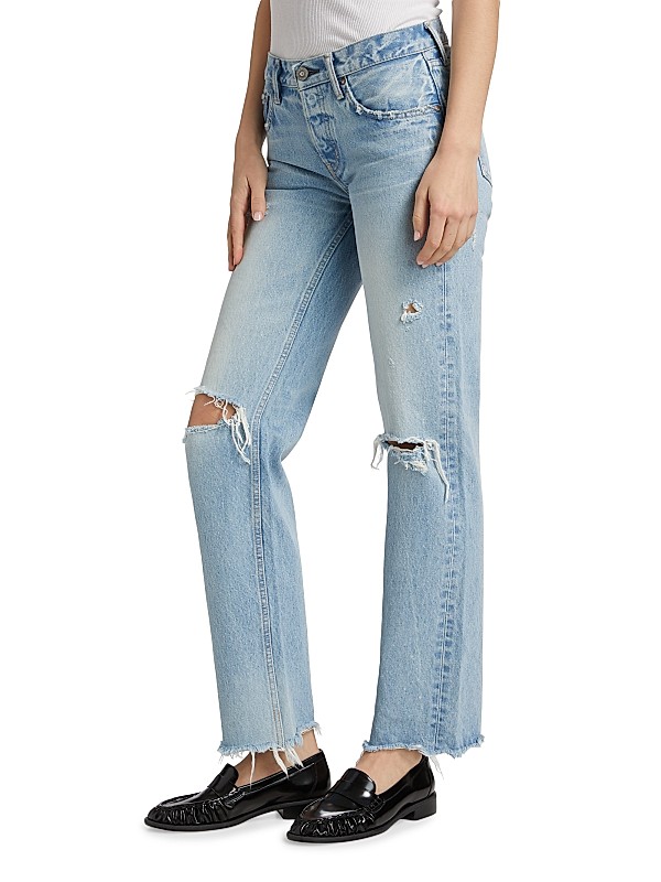 Shop Moussy Vintage Odessa Low-Rise Straight-Fit Distressed Shop Moussy Vintage Odessa Low-Rise Straight-Fit Distressed