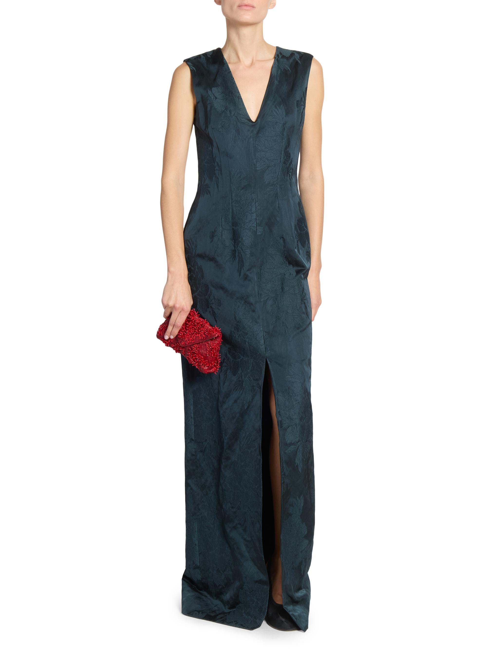 Dries Van Noten Delina Floral Cotton Jacquard V-Neck Sleeveless Maxi ...