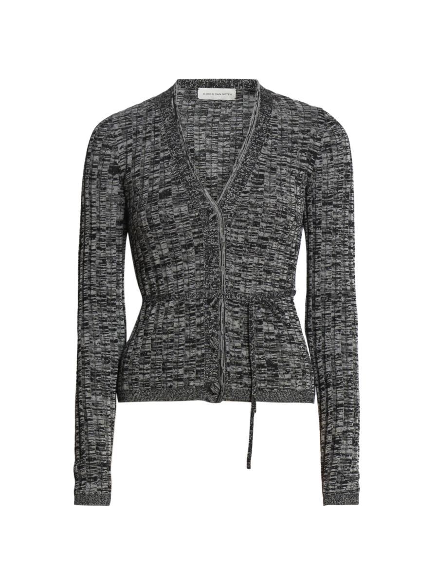 Shop Dries Van Noten Torvi Ribbed Cotton Tie-Waist Cardigan | Saks Fifth Avenue