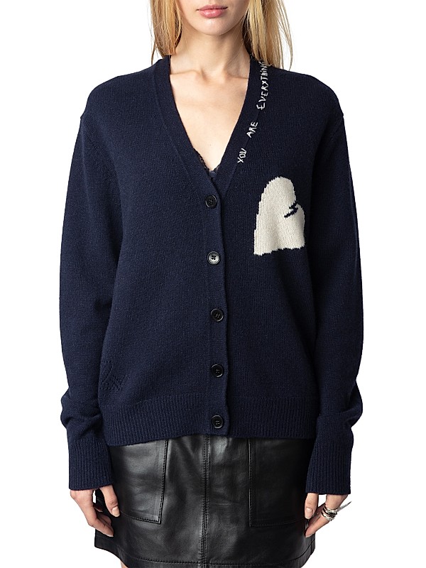 Shop Zadig & Voltaire Travia Embroidered Heart Cardigan Shop Zadig & Voltaire Travia Embroidered Heart Cardigan