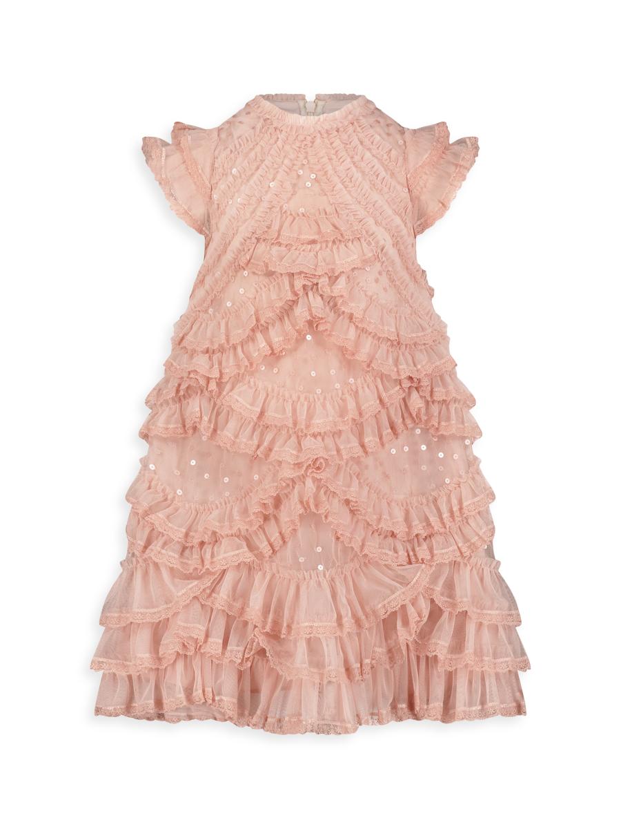 Mac Duggal Little Girl's & Girl's Mesh Micro Ruffle Dress | Saks Fifth ...