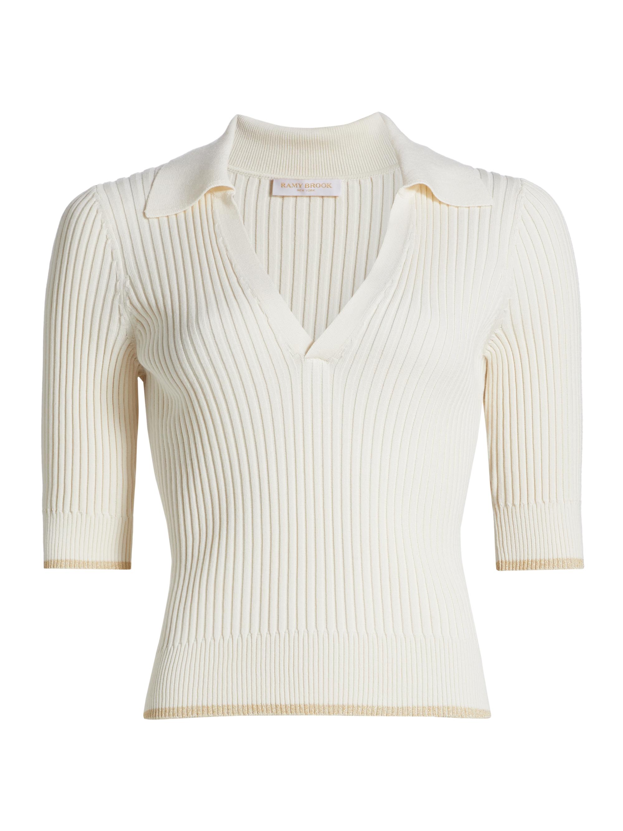 Shop Ramy Brook Kelly Deep V Rib-Knit Top | Saks Fifth Avenue