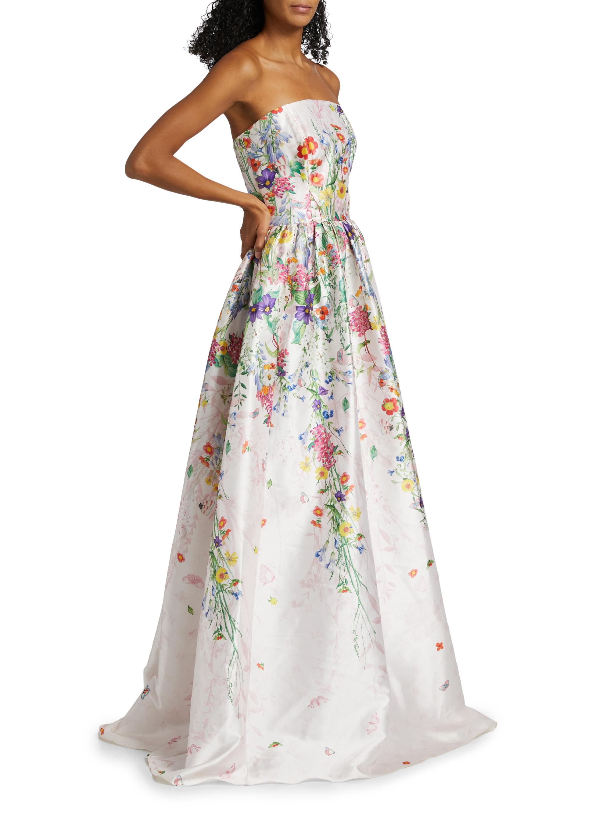 Honayda Floral Printed Mikado Ball Gown | Saks Fifth Avenue