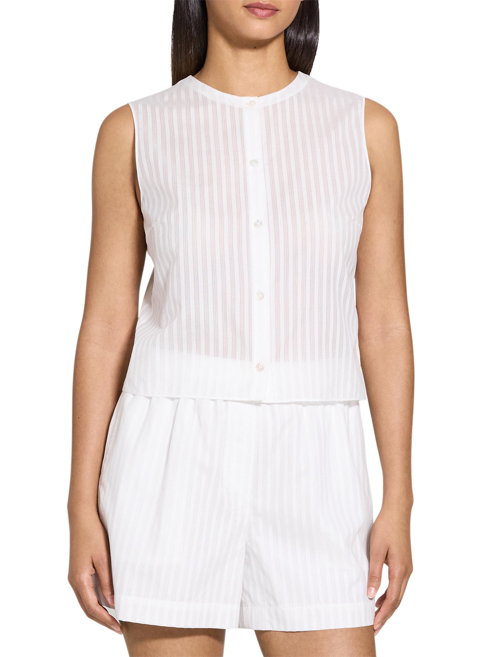Theory Striped Crop Sleeveless Shell | Saks Fifth Avenue