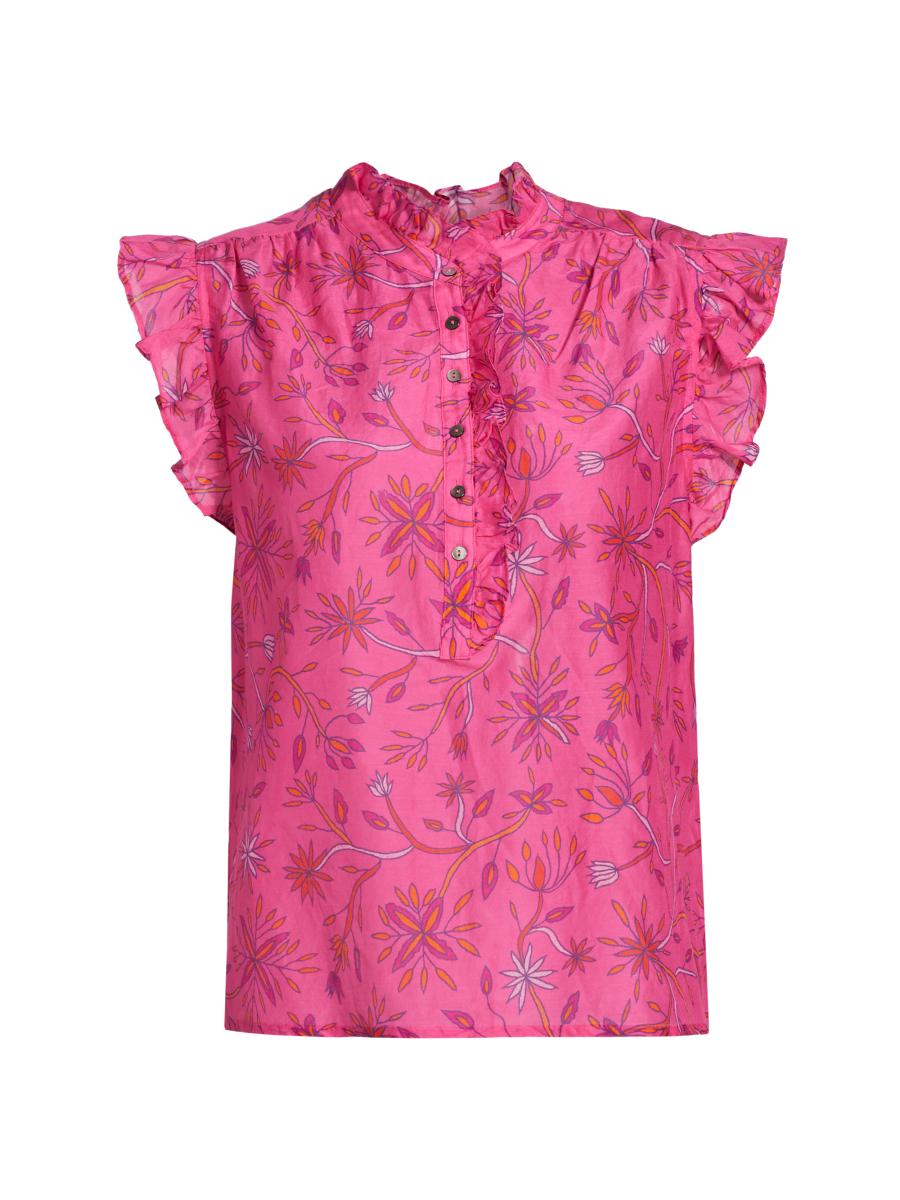 Xirena Brenna Ruffled Floral Cotton & Silk Top | Saks Fifth Avenue