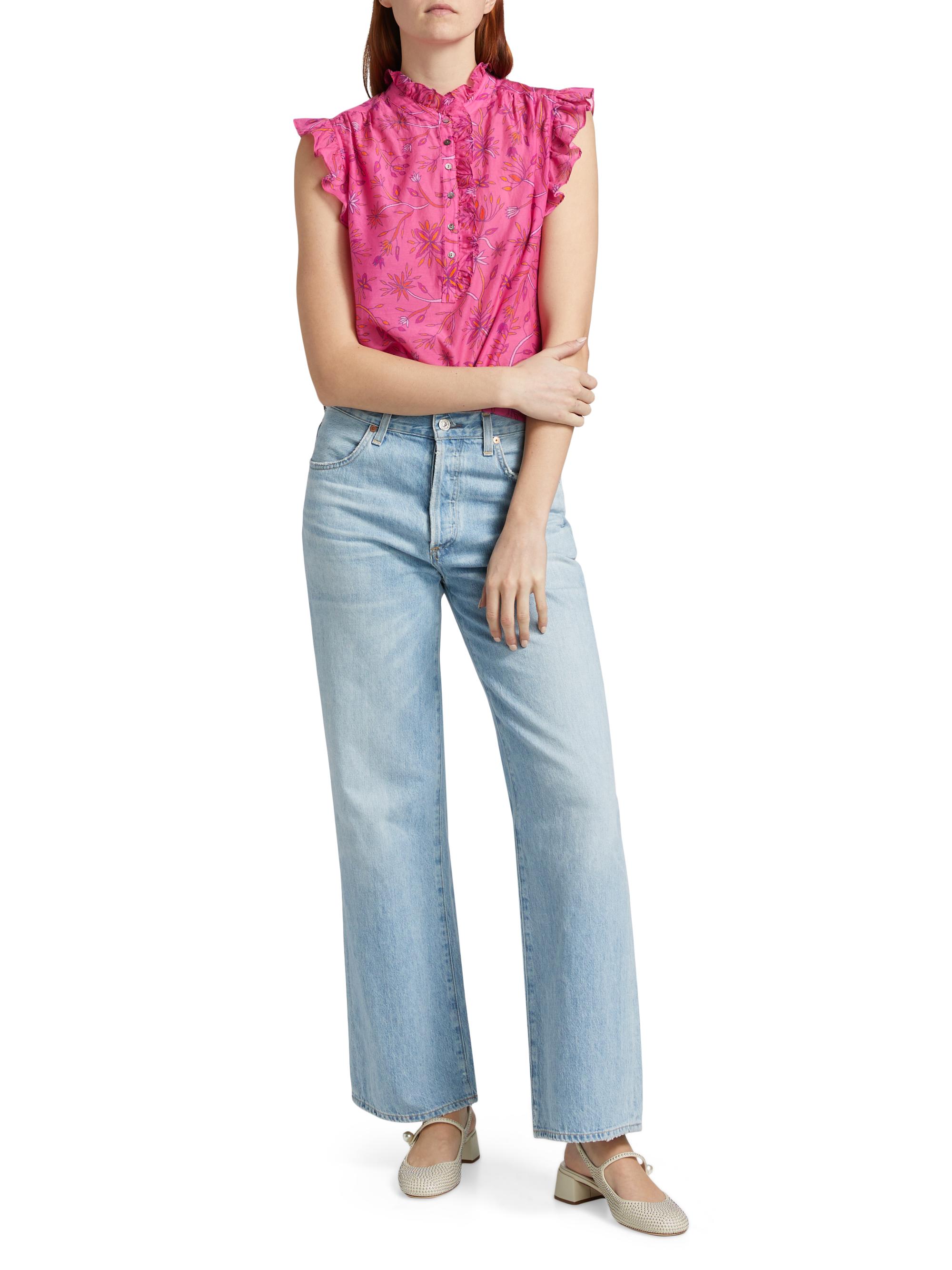 Xirena Brenna Ruffled Floral Cotton & Silk Top | Saks Fifth Avenue