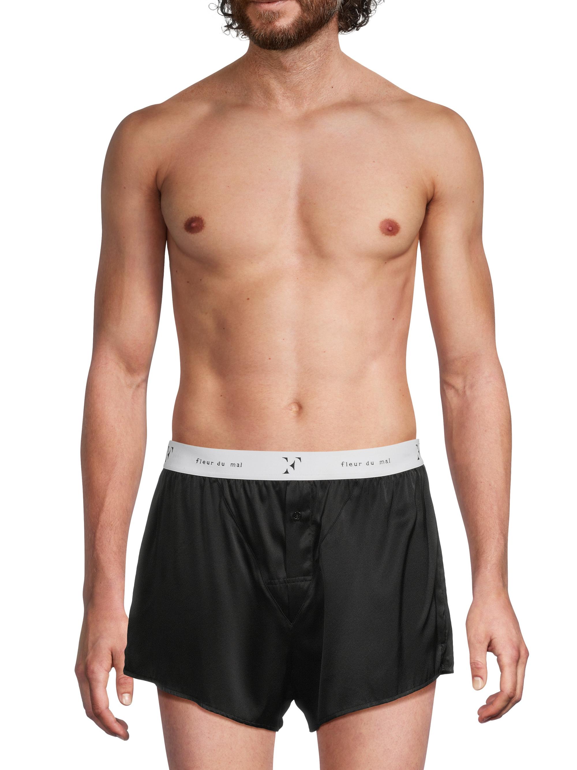 Fleur du Mal Logo Silk Boxer Trunks | Saks Fifth Avenue